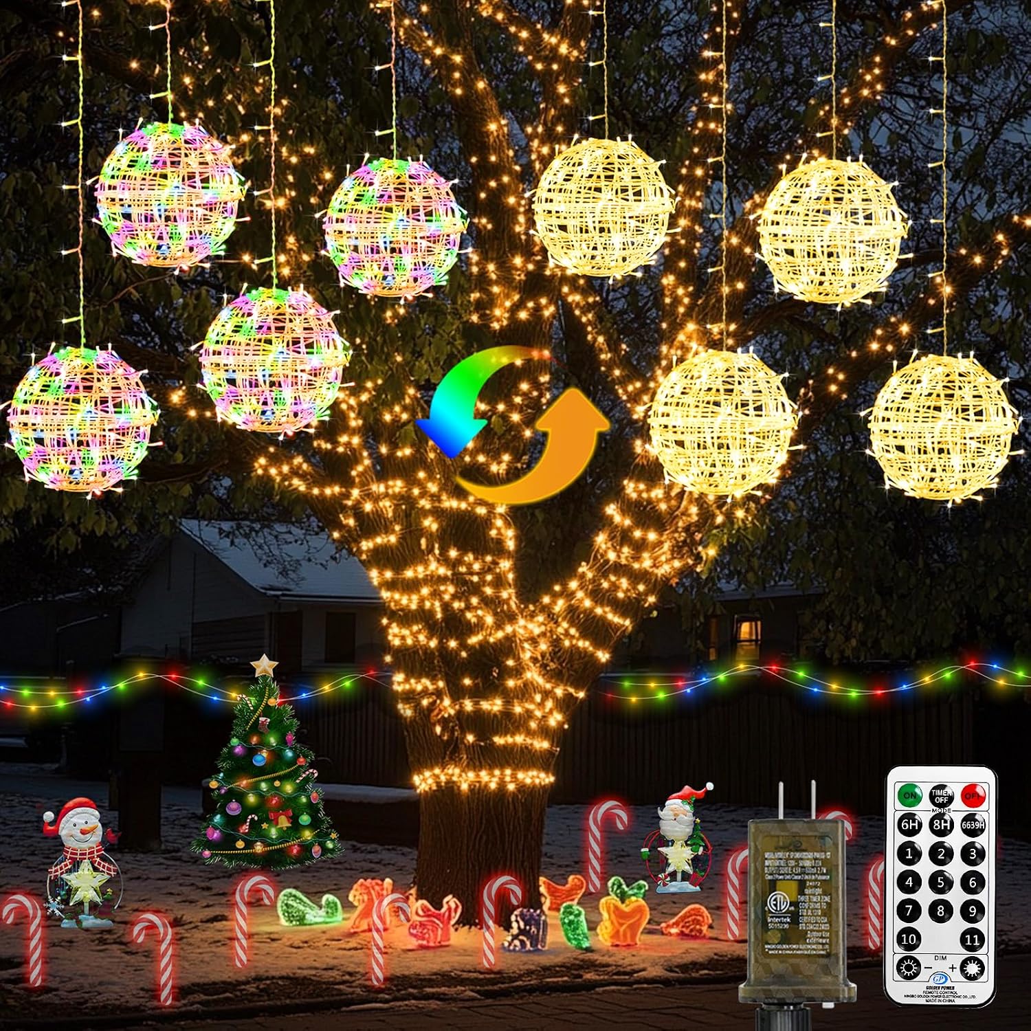 Christmas Outdoor Balls Lights With Color Changing, 11 Modes Sphere ...