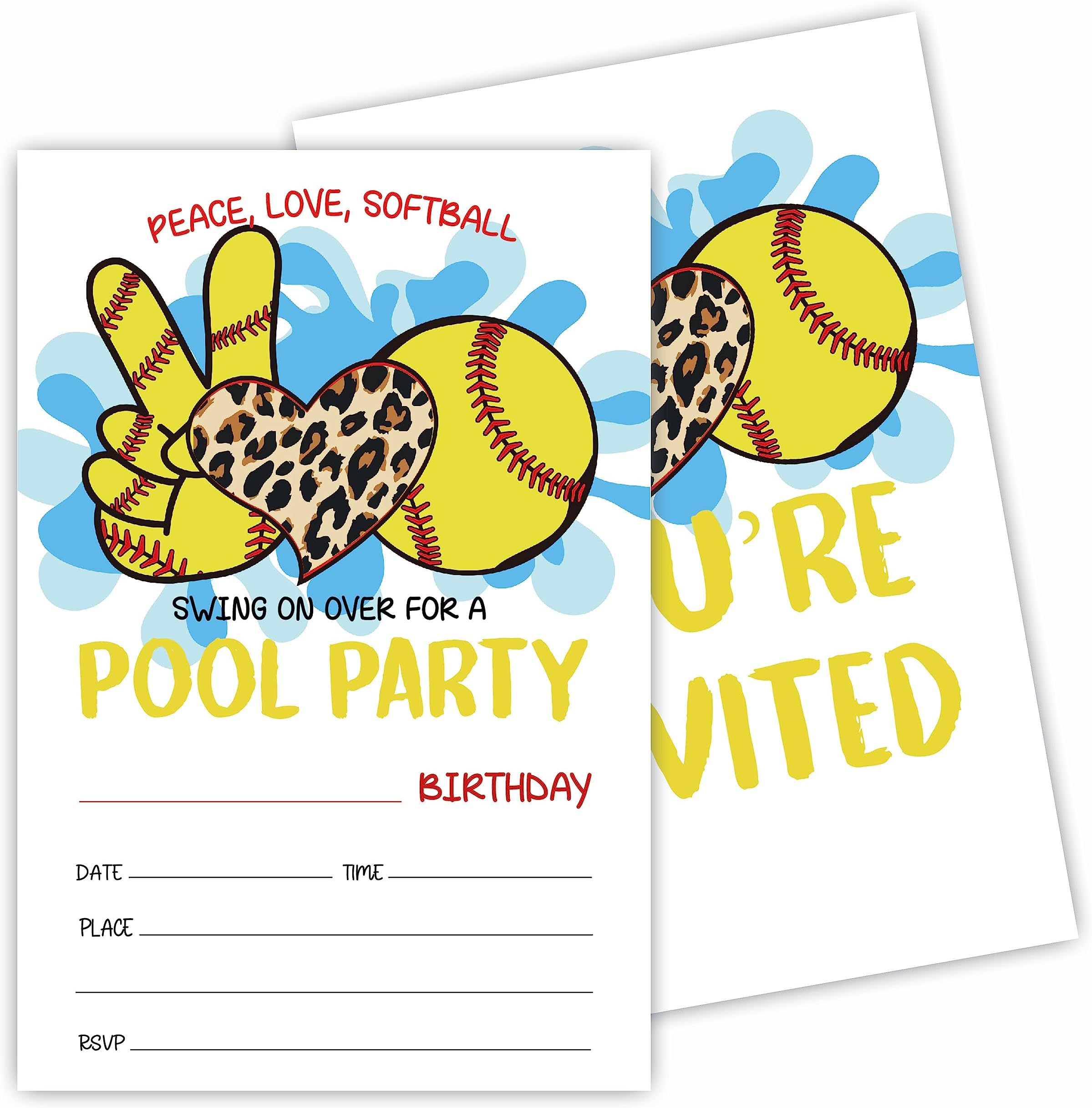 Amazon.com : Softball Invitations With Envelopes (20 Count) - Softball ...