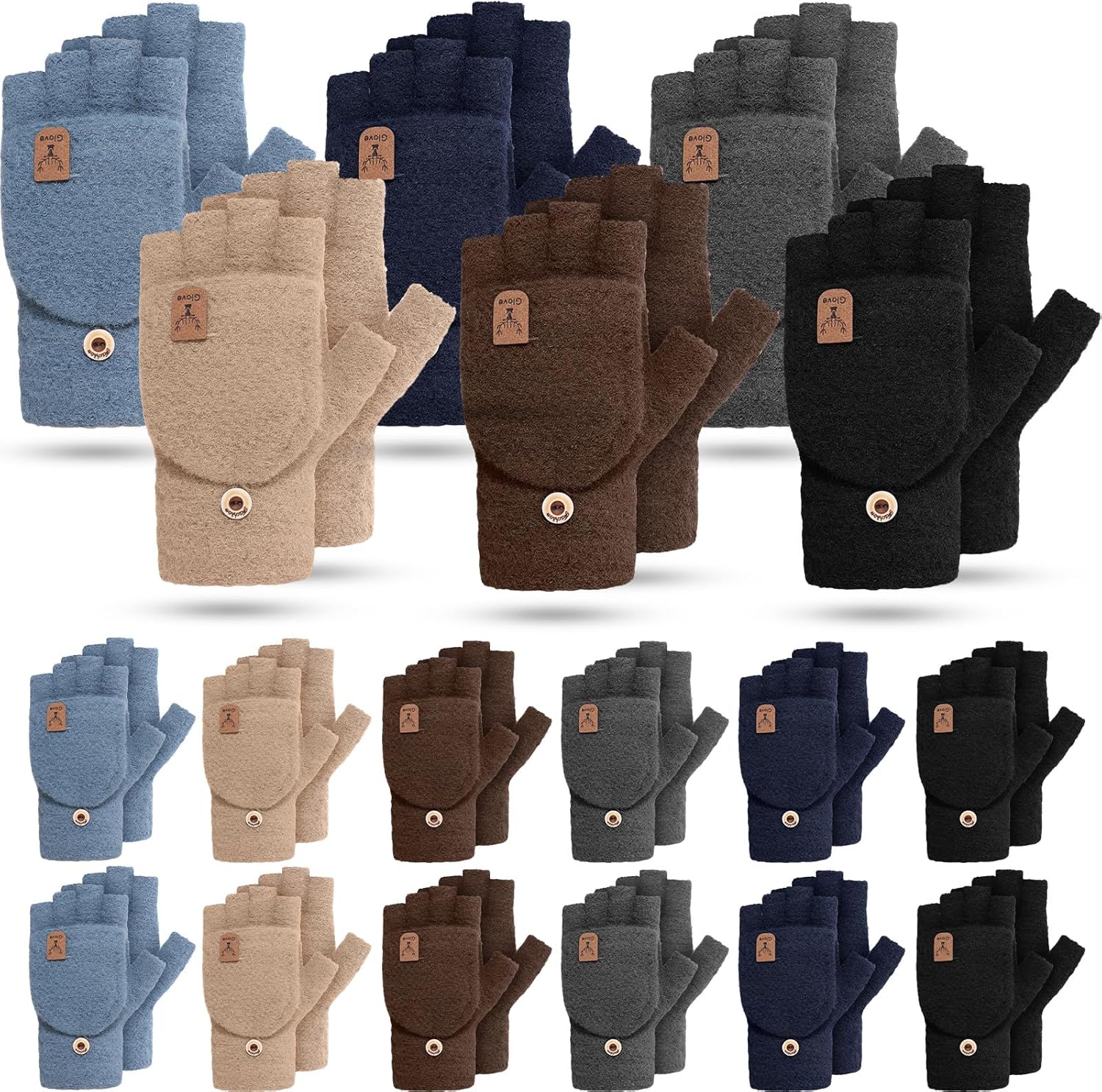 Cuffbow 12 Pairs Convertible Fingerless Gloves Knitted Winter ...