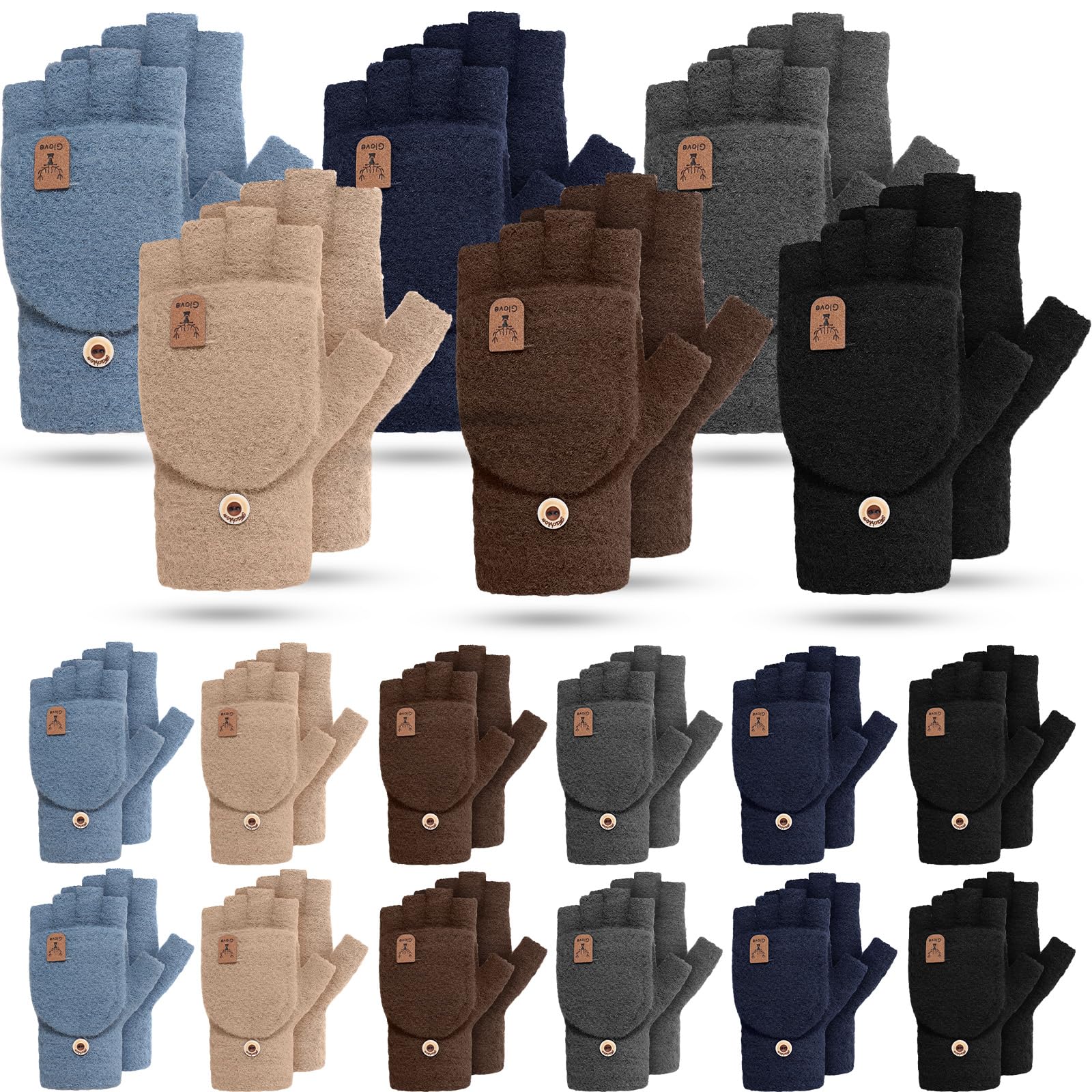 Cuffbow 12 Pairs Convertible Fingerless Gloves Knitted Winter ...
