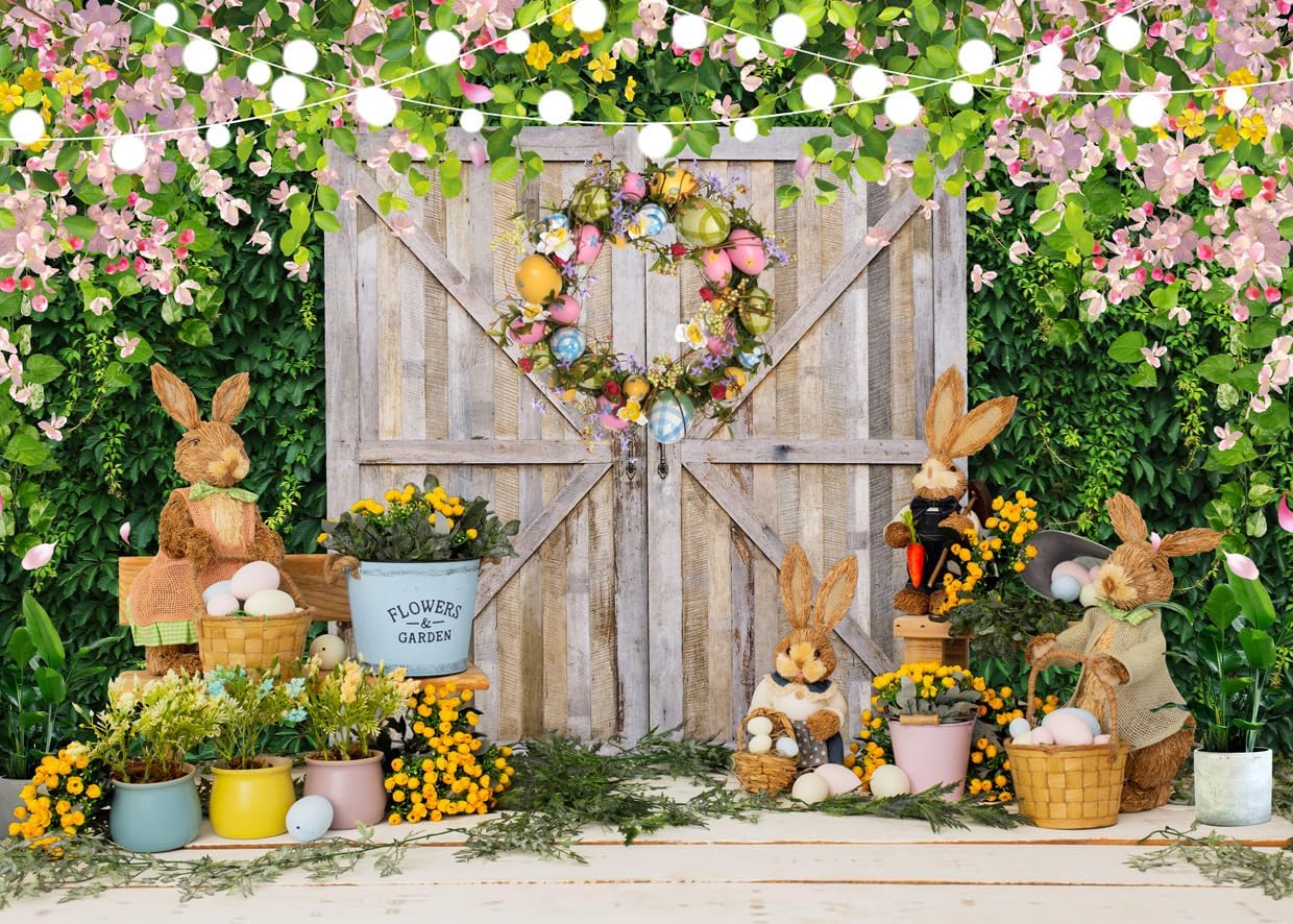 Amazon.com : LYCGS 10x8ft Spring Easter Backdrop Easter Colorful Eggs ...
