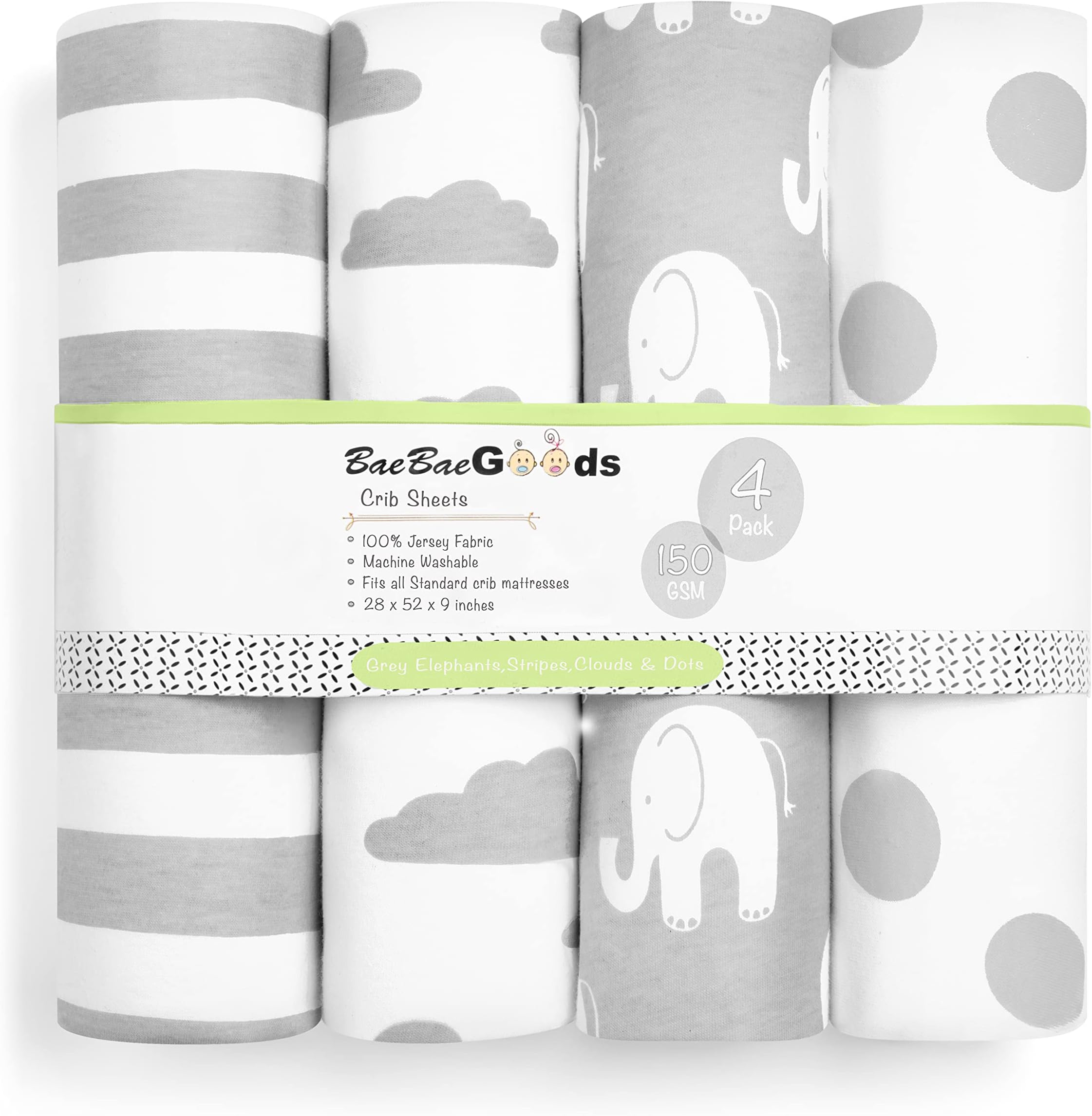 Amazon.com: The Peanutshell Fitted Crib Sheets Set, Unisex 4 Pack, Grey ...