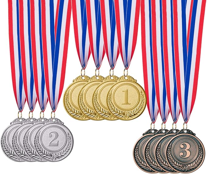 Amazon.com: Favide 12 Pieces Gold Silver Bronze Award Medals-Winner ...