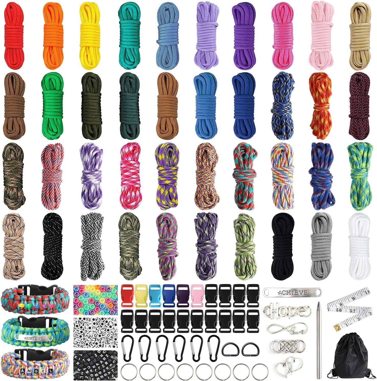 Amazon.com: DSLSQD 12 Colors Paracord Bracelets Kit Multifunction ...