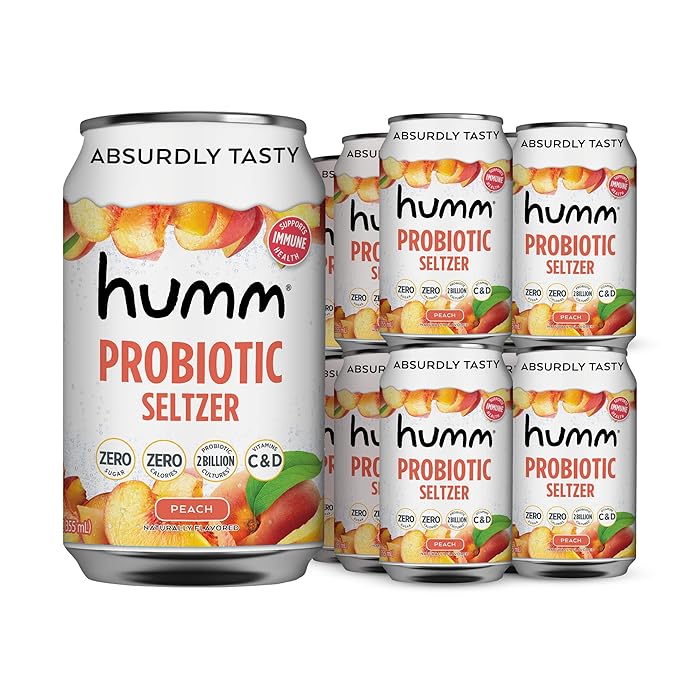 Buy Humm Sparking Probiotic Peach Seltzer - Zero Sugar, Zero Calorie, 2 ...