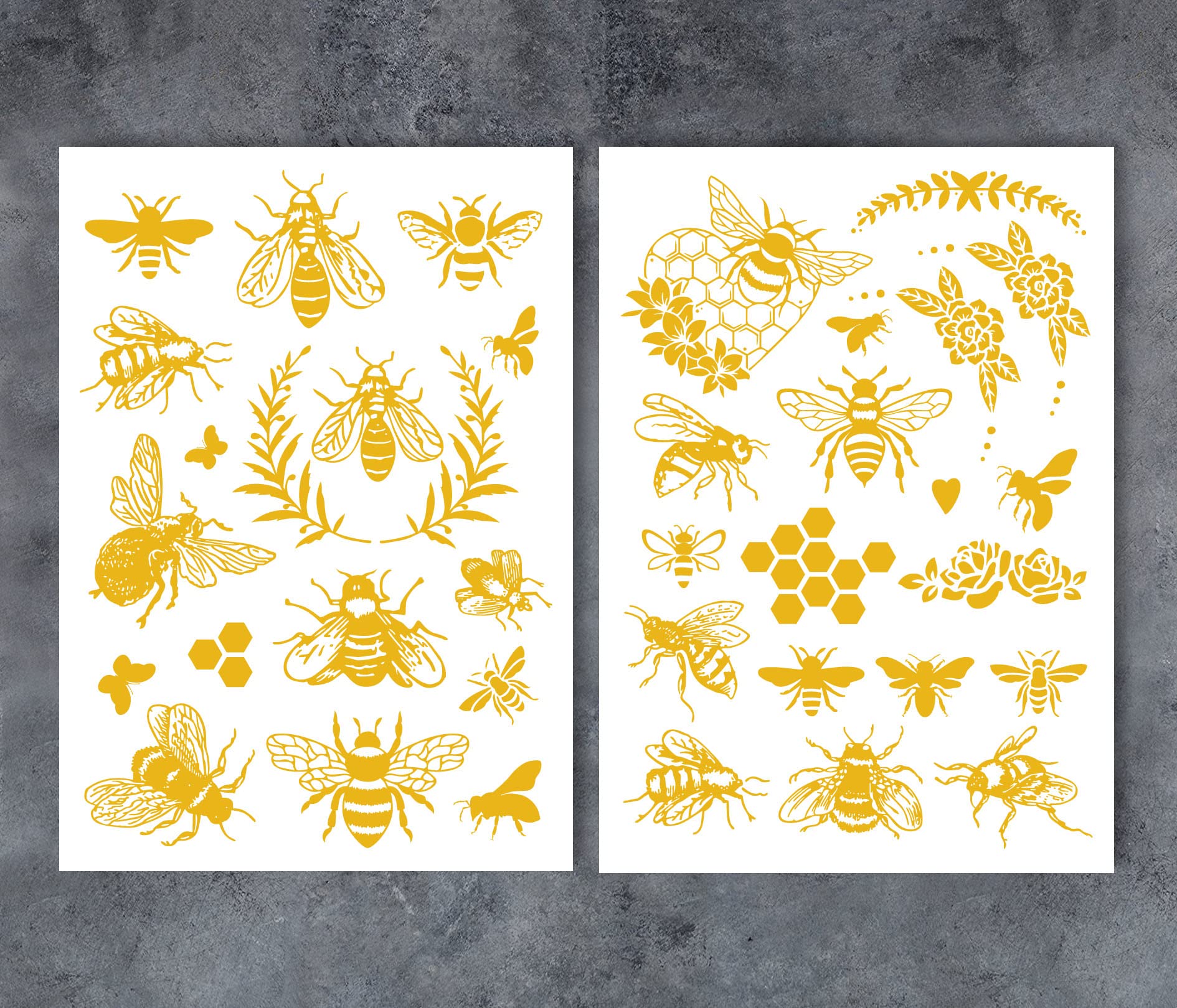 Amazon.com: GSS Designs 2 Sheets Gold Bee Rub On Transfers for ...