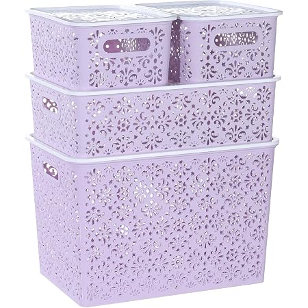 Amazon.com: Life Story Purple Stackable Closet Organization Storage Box ...