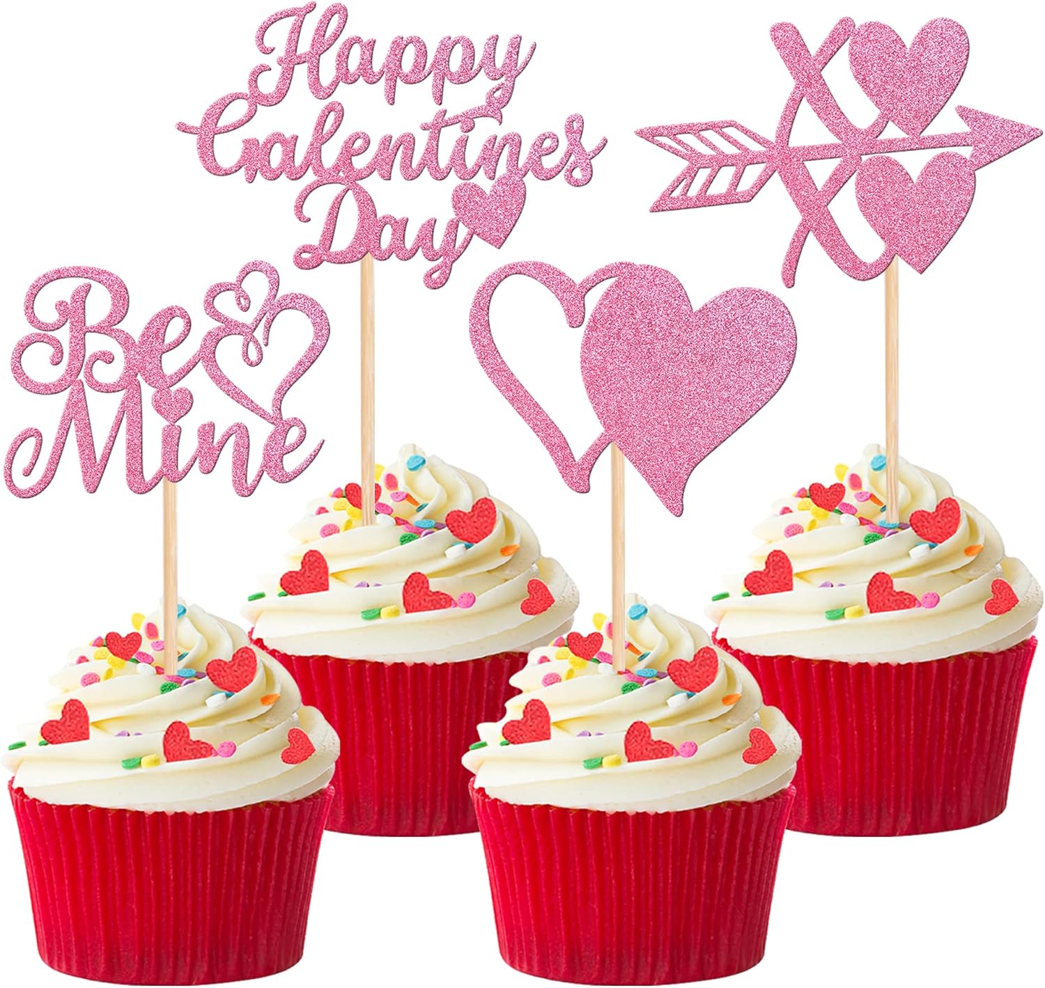 36 Piezas De Decoración Para Cupcakes Con Purpurina Para El Día De San