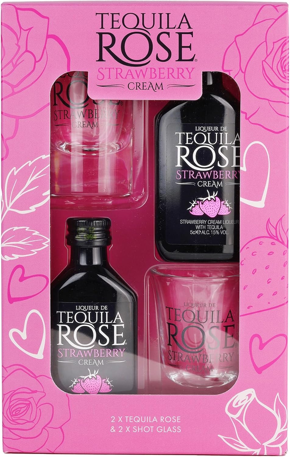 Tequila Rose Gift Set - Strawberry Cream Liqueur 2 x 5cl Miniature with ...