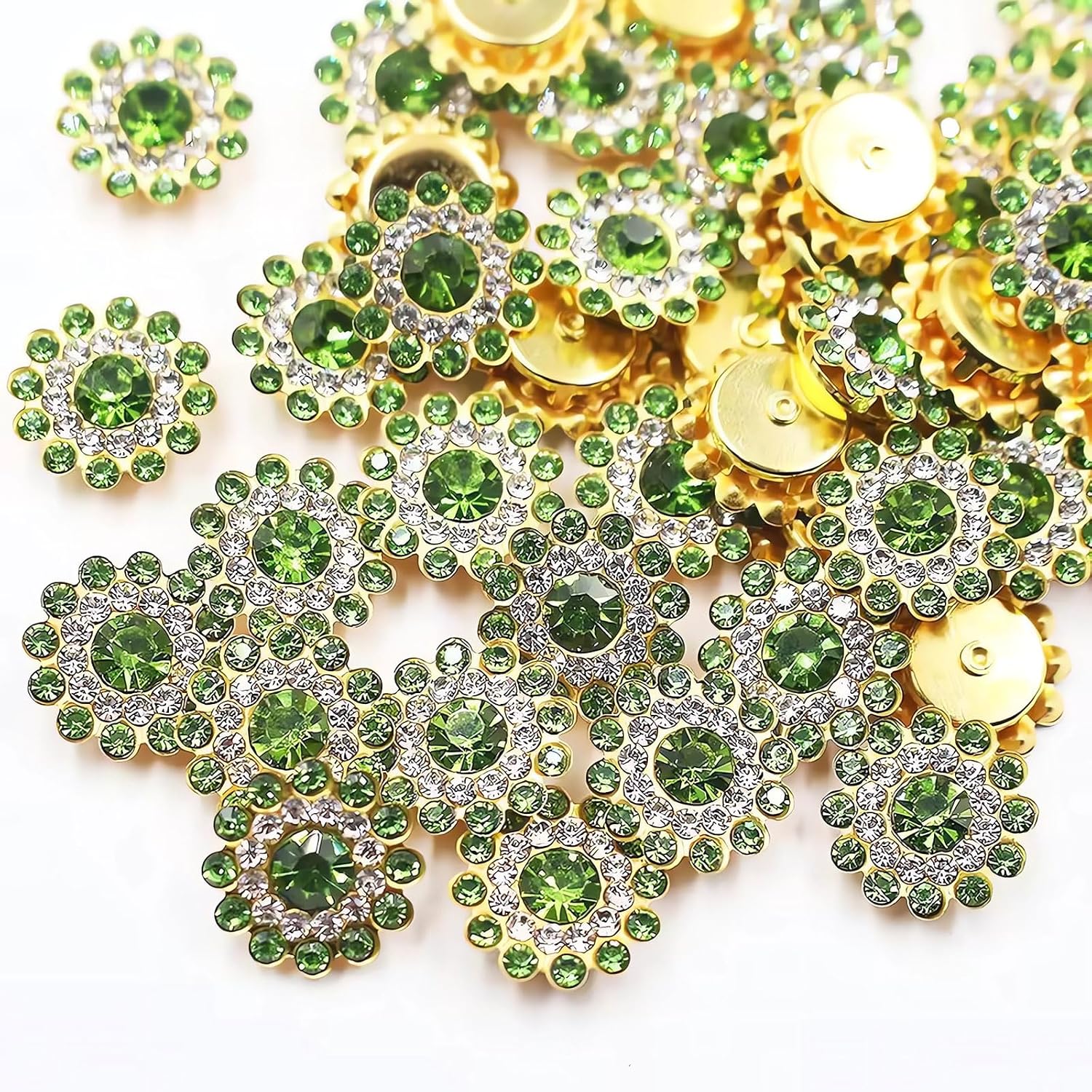Amazon.com: 14mm 150pcs Crystals Light Green Glass Gems Sew on ...