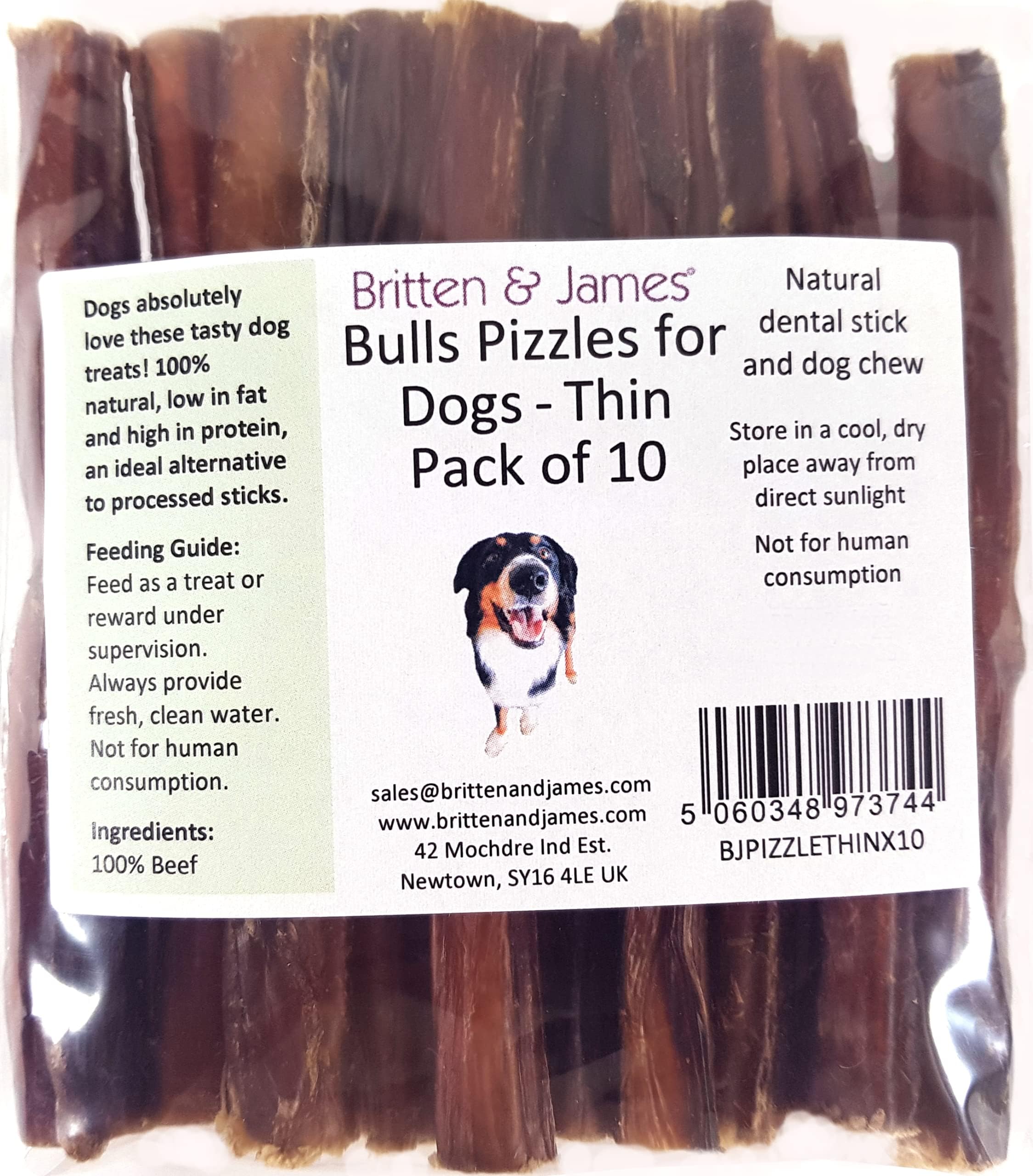 Britten & James 10 Thin Bulls Pizzles for Dogs (12cm length) - Bully ...