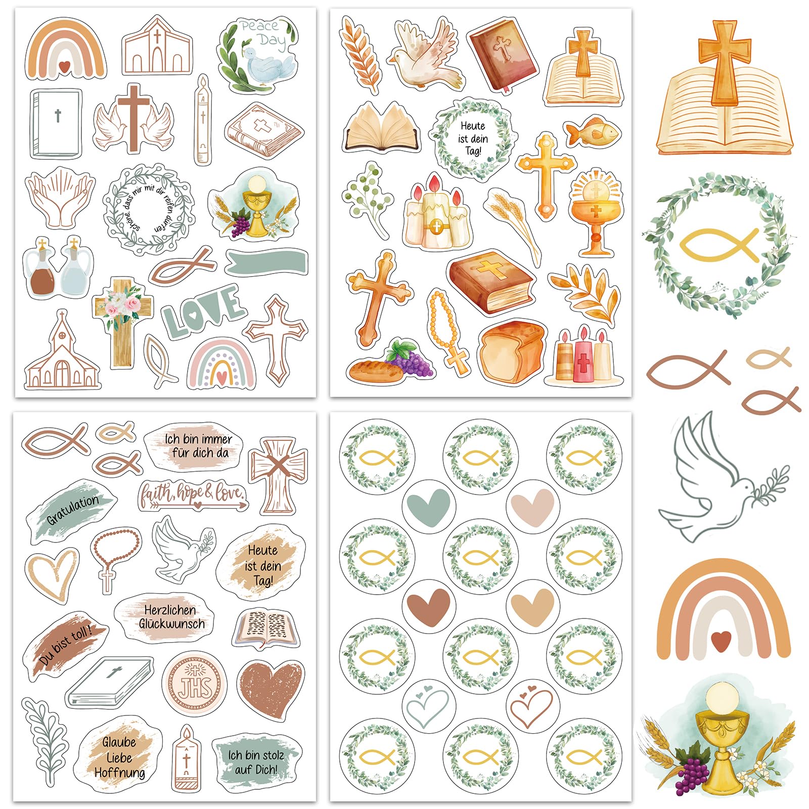 16 Sheets Children's Sticker Set – Ideal for Communion, Confirmation ...