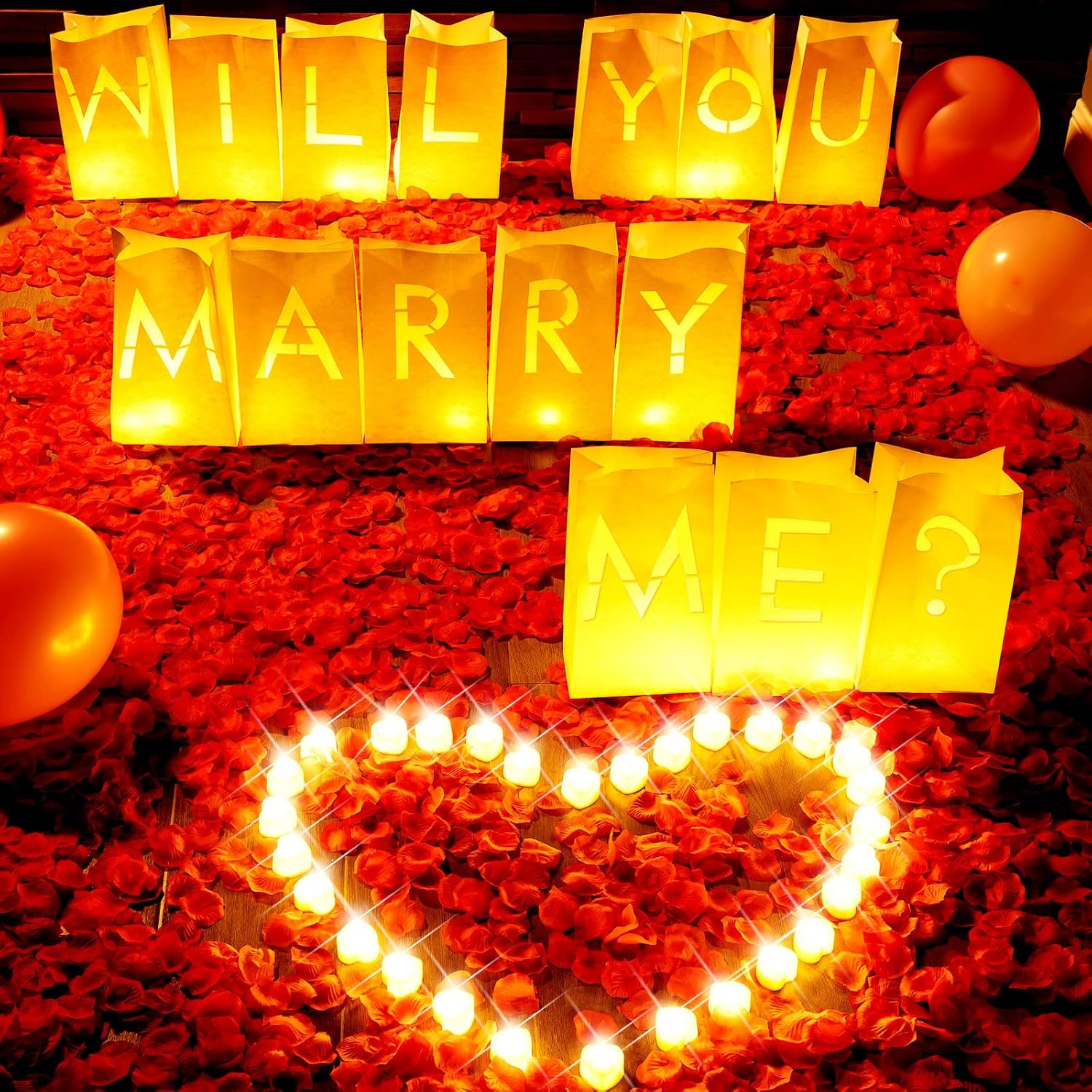 4071 Pcs Will You Marry Me Sign Luminary Letters Paper Bags Proposal ...