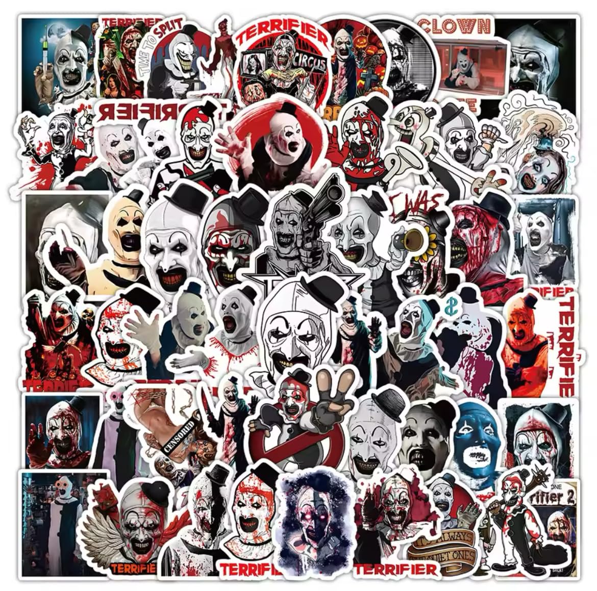 Buy FRANKdesigns50-Pack Terrifier Movie Art The Clown Sticker Pack ...