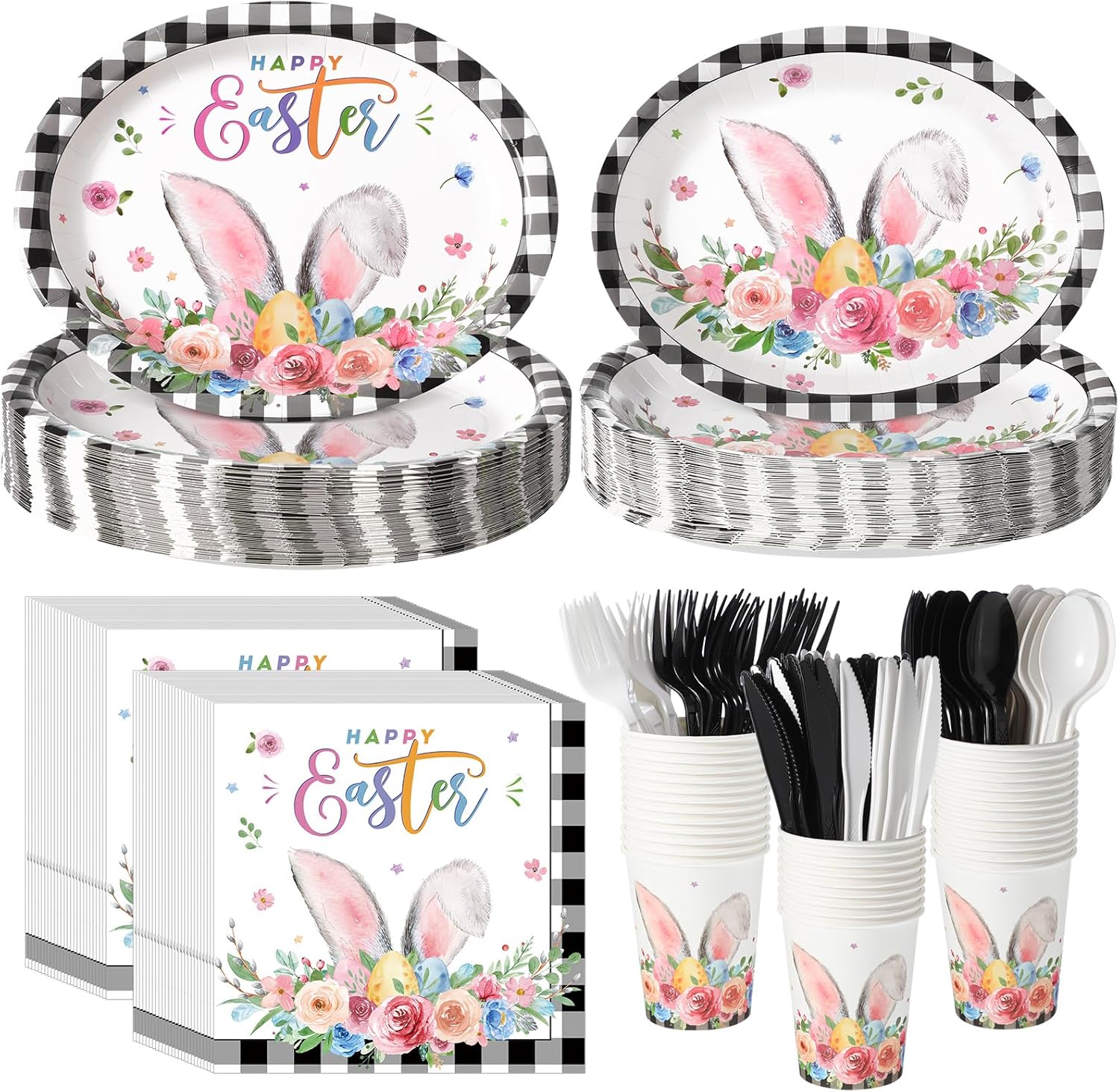 Amazon.com: Havawish 350 Pcs Easter Bunny Party Supplies Happy Easter ...