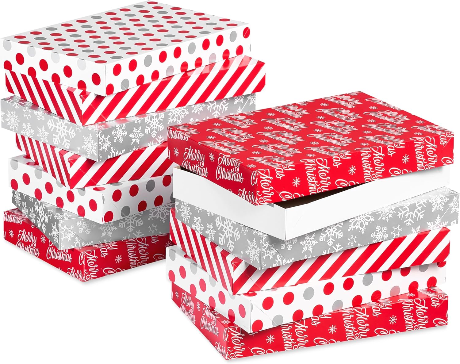 American Greetings Christmas Gift Boxes, Red, White and Silver ...