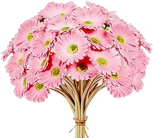 Amazon.com: AWARDSEN 15 Pieces Pink Gerbera Daisy Artificial Flowers ...