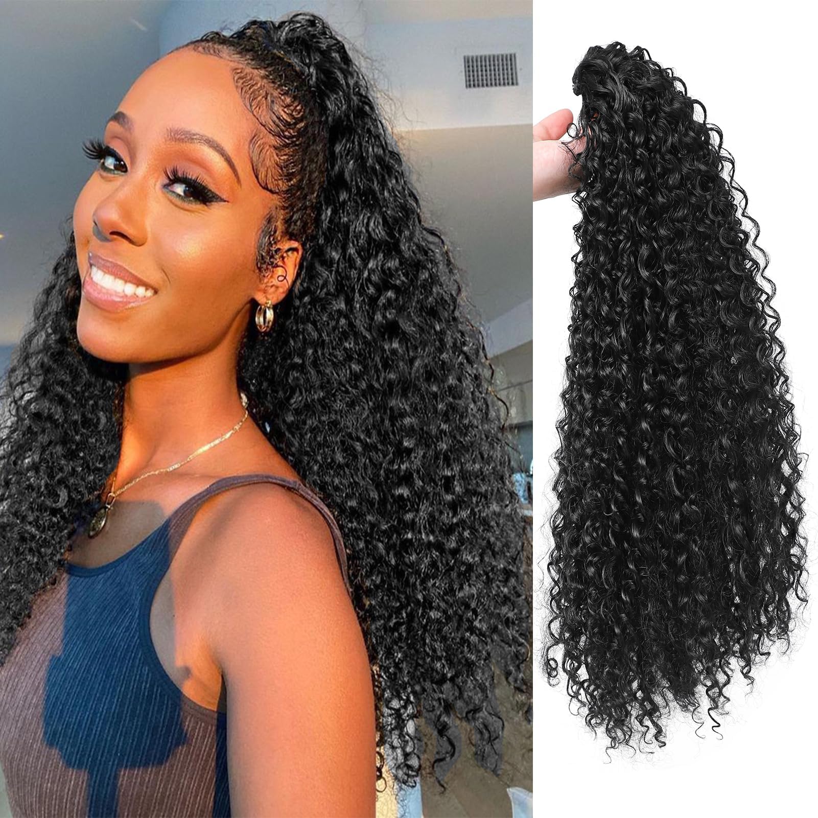 Amazon.com : UAmy hair Long Curly Drawstring Ponytail Extension for ...
