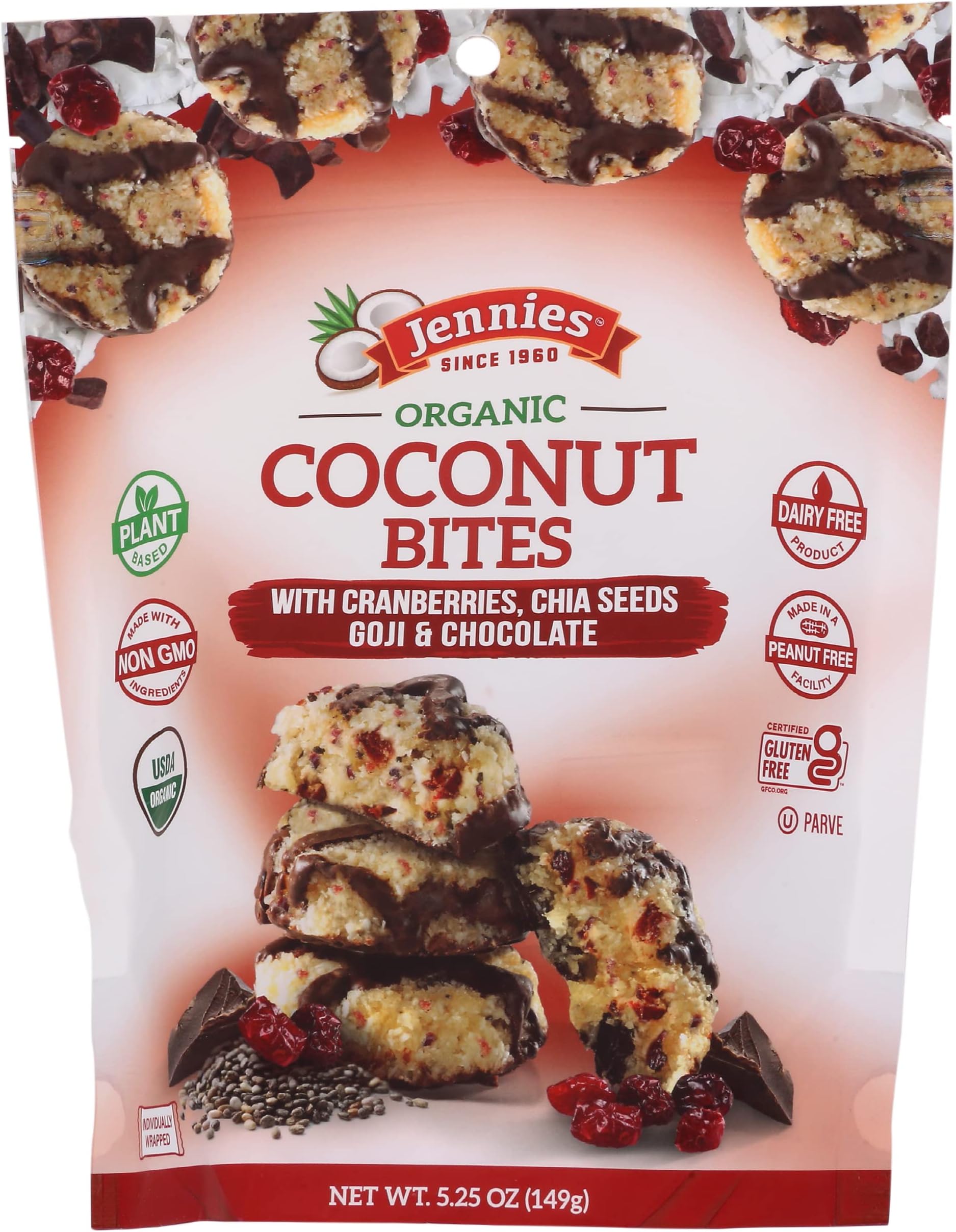 Amazon.com : Jennies Raw Organic Goji Moji Coconut Bar, 1.5oz (12 Pack ...