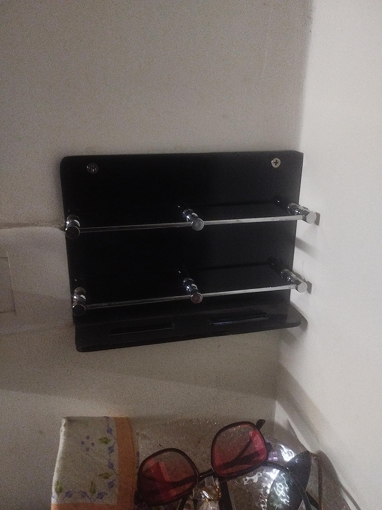 STIMULUS Acrylic Black TWO Mobile Phone Stand for Wall, Multi-Purpose ...