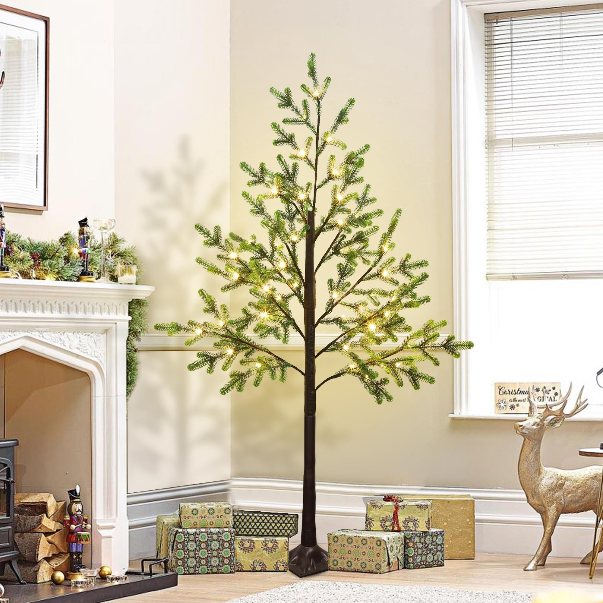 Amazon.com: Best Choice Products Pre-Lit Sparse Christmas Tree 4.5ft ...