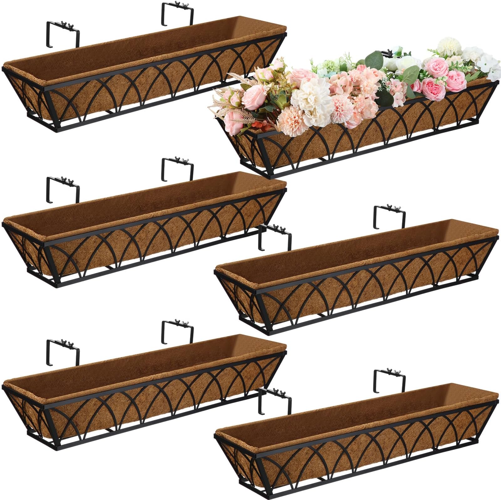 Amazon.com : Mifoci 6 Pack Window Railing Planter 30 Inch Deck Black ...