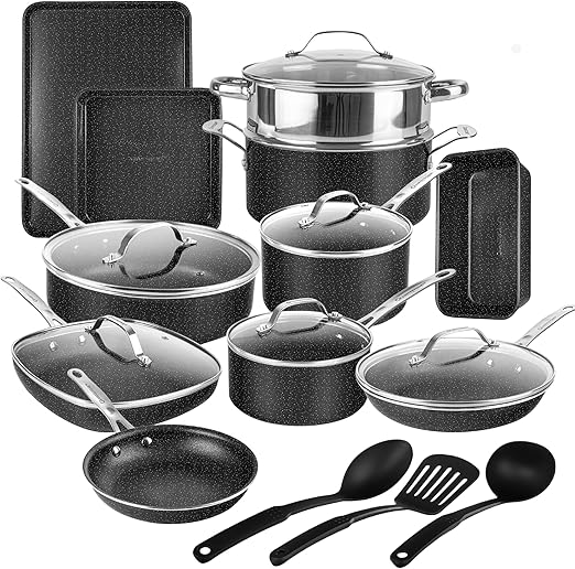 Amazon.com: GRANITESTONE 20 Pc Kitchen Pots and Pans Set Non Stick ...