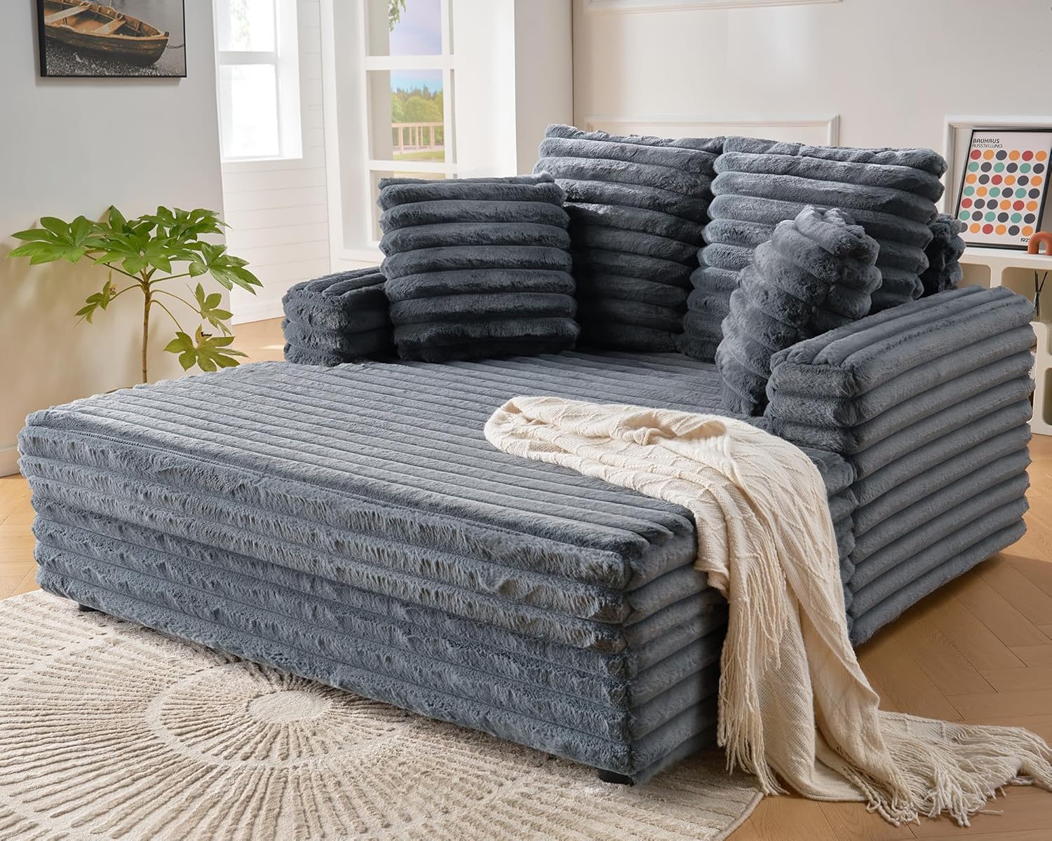 Amazon.com: VanAcc Upholstered Sofa Bed, Chaise Lounge Indoor with ...