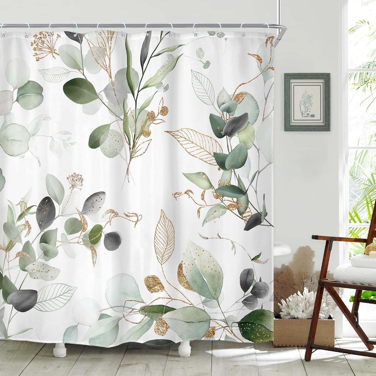 Amazon.com: Riyidecor Spring Sage Green Shower Curtain 72Wx72H ...