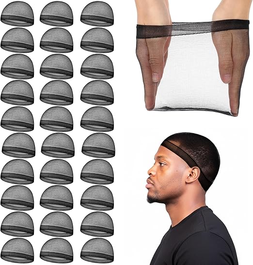 Amazon.com: Sibba 30Pcs Stocking Wave Cap for Men, Elastic Wig Cap ...