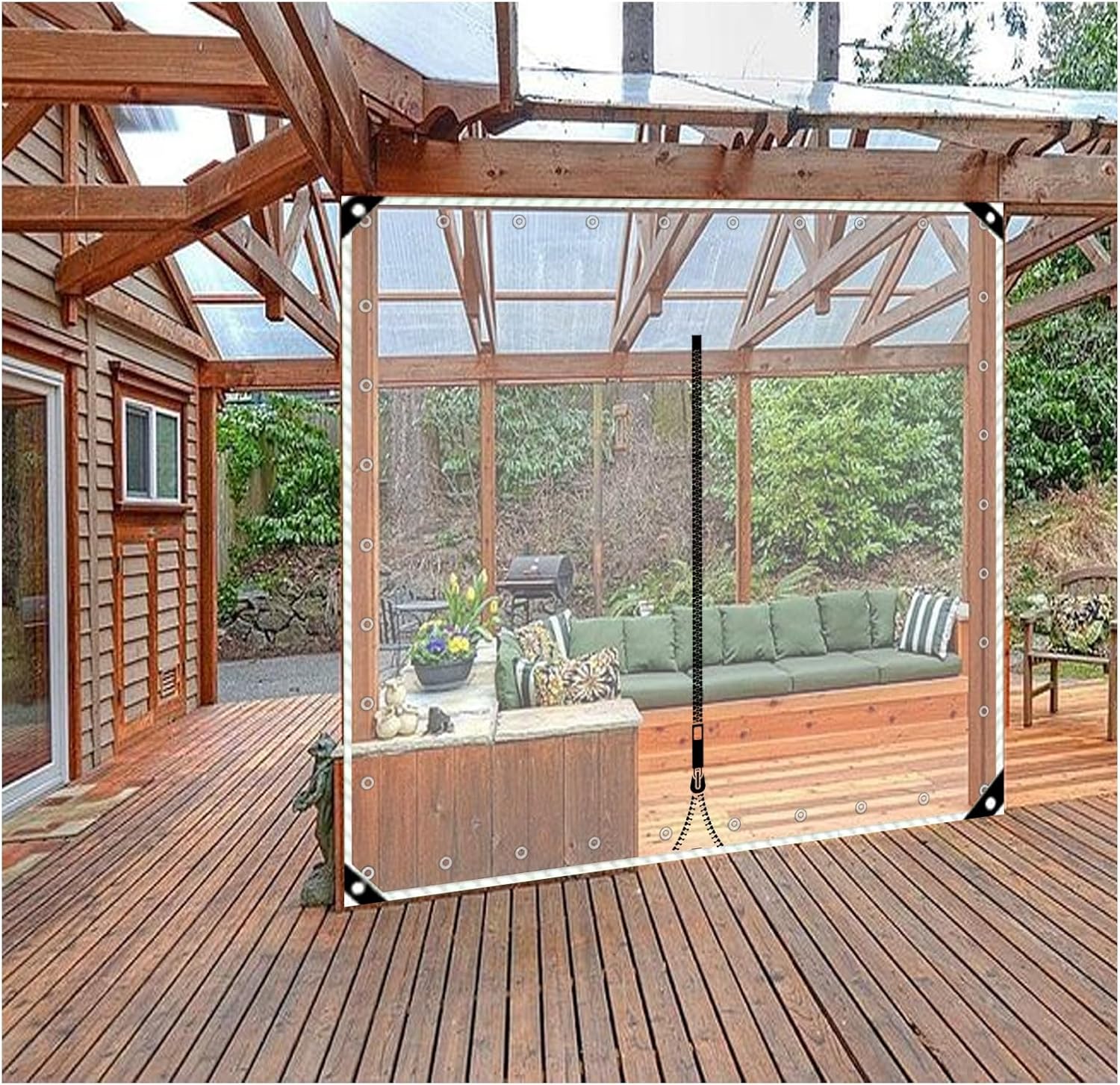 Amazon.co.jp: Tarpaulin Curtain with Grommet and Zipper, Gazebo Tarp ...