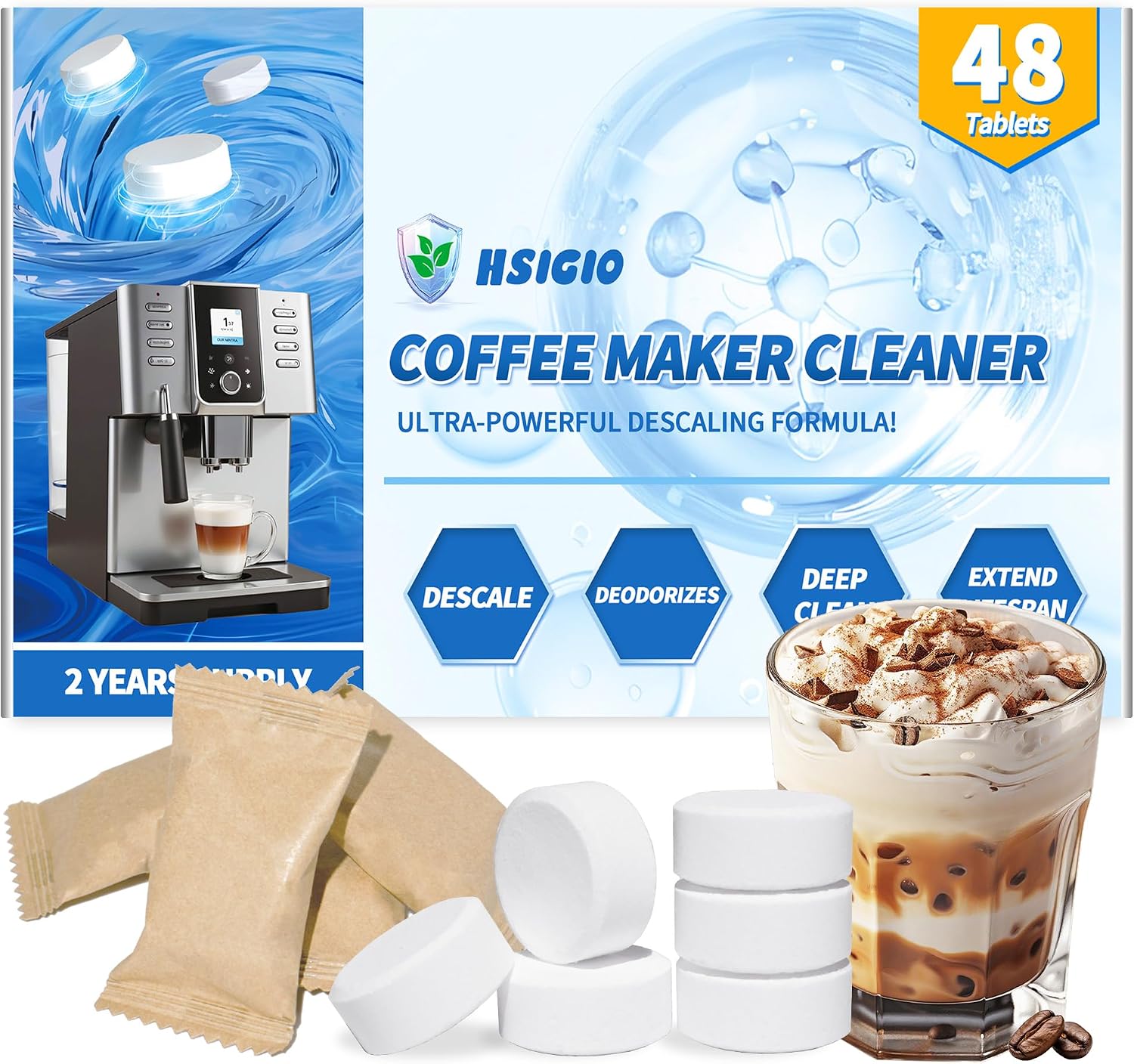 48Pack Coffee Machine Cleaner Descaler Tablets,Espresso Machine ...