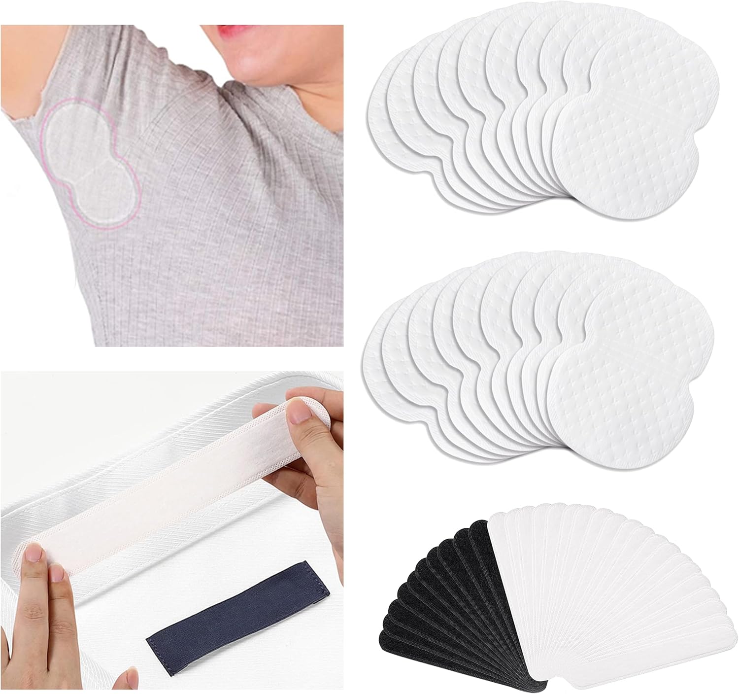 60pcs Underarm Sweat Pads, 30pcs Collar Protector Sweat Pads, Armpit ...