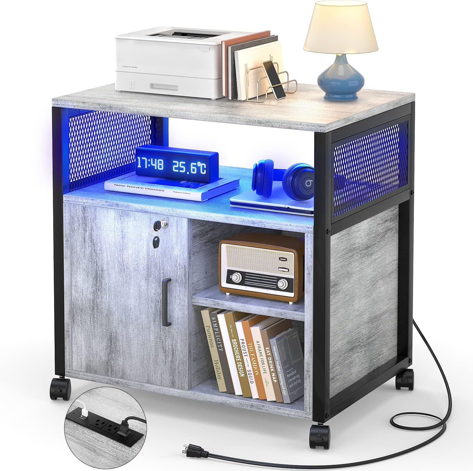 Amazon.com : Unikito 3-Tier Lateral Office Filing Cabinets with Socket ...