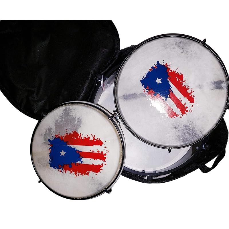 Snapklik.com : Set De Panderos - Pleneras De PVC Con Bandera De Puerto Rico