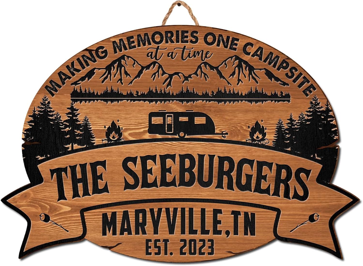 Amazon.com: V VIBEPY All Over Printed, Personalized Camping Wooden Sign ...