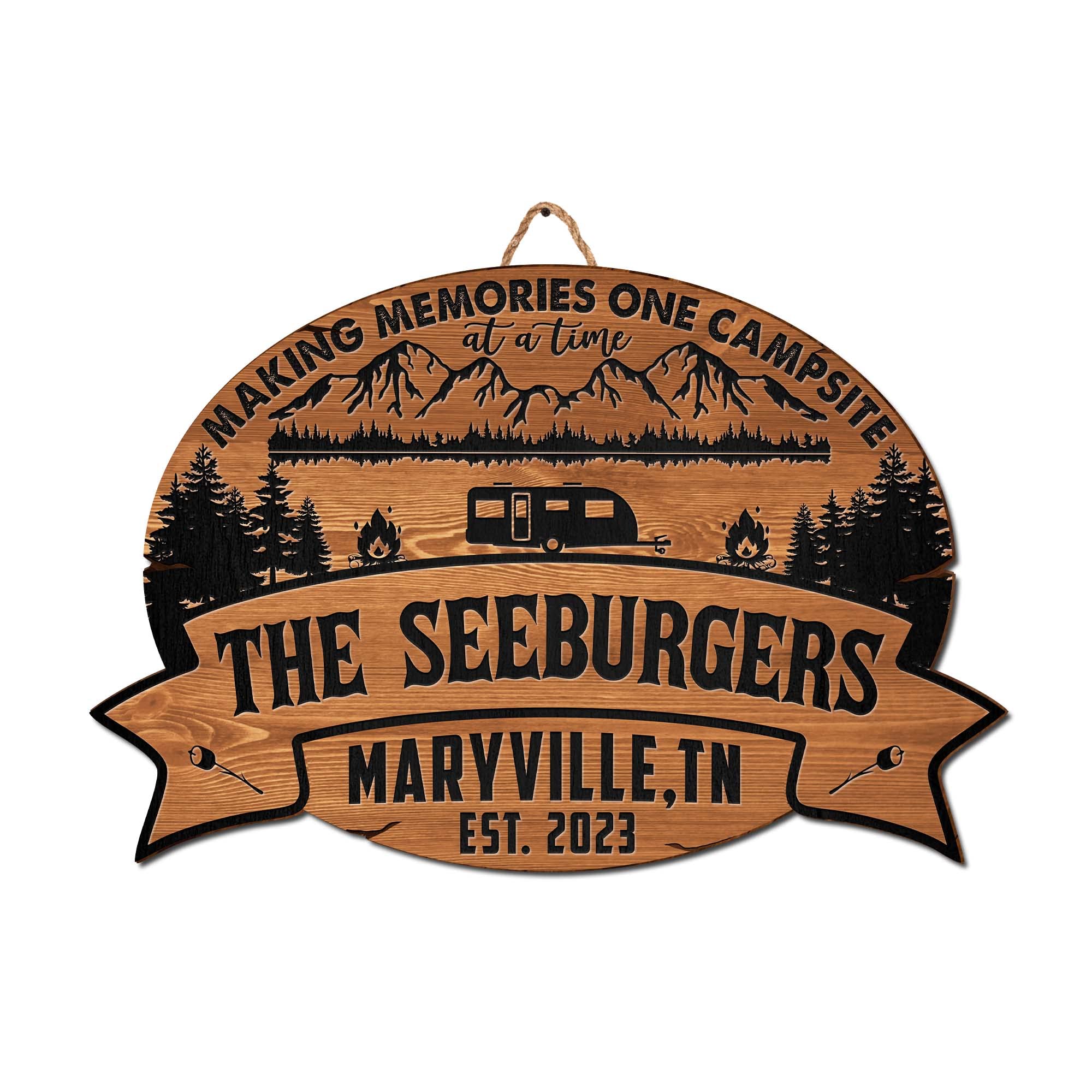 Amazon.com: V VIBEPY All Over Printed, Personalized Camping Wooden Sign ...