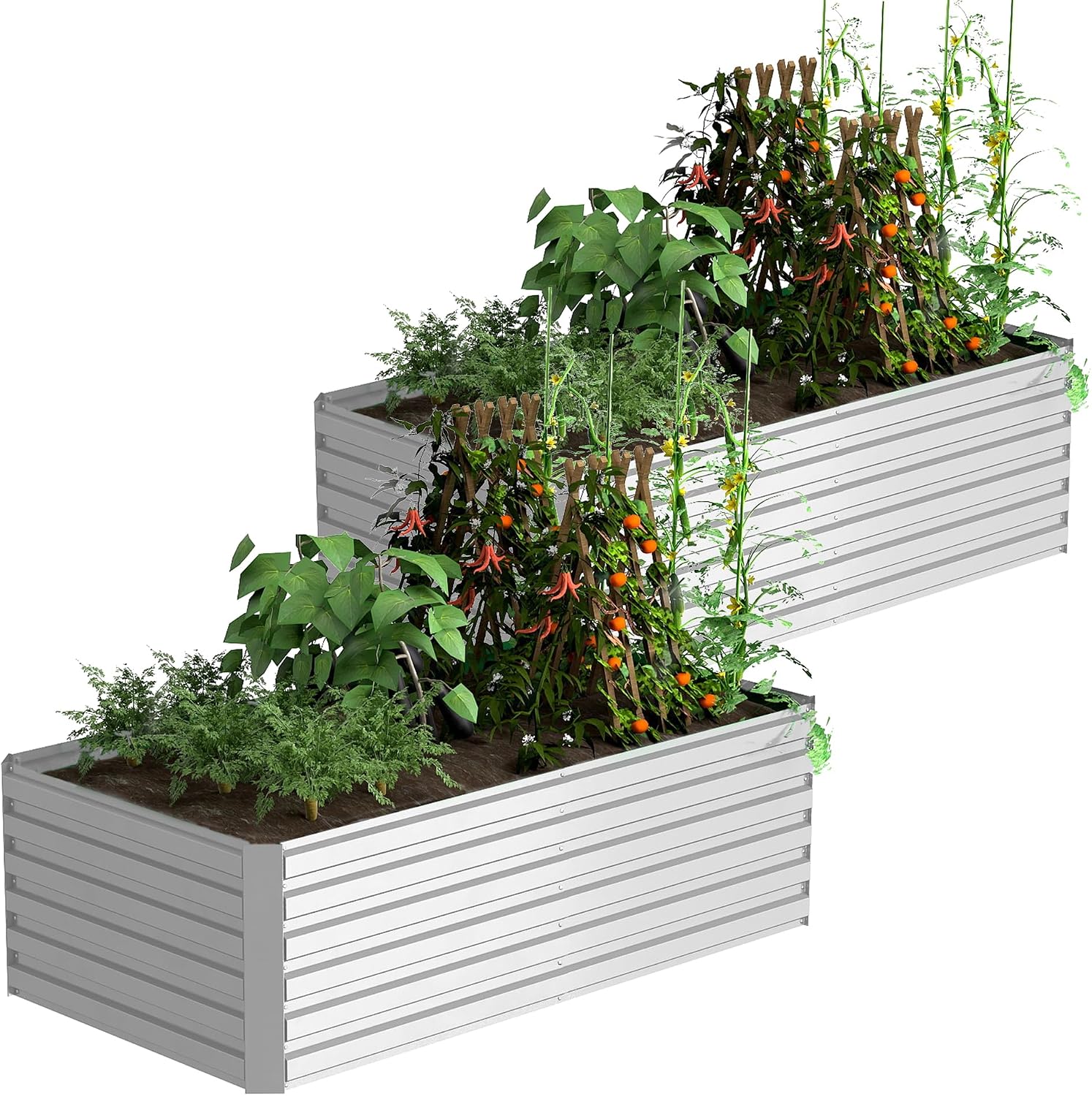 Amazon.com: FOOWIN 2pcs 6x3x2ft Galvanized Raised Garden Bed, Deep Root ...