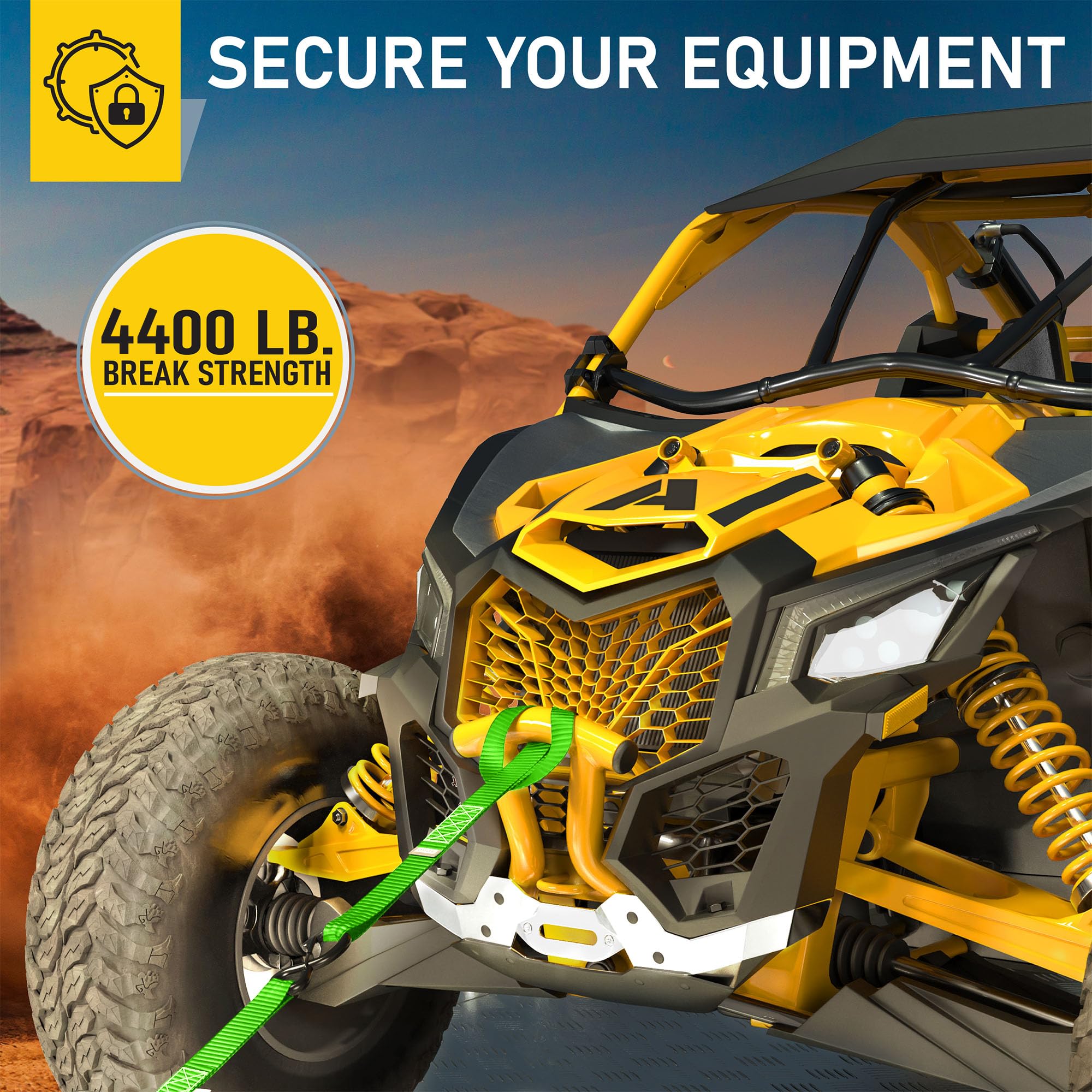 Snapklik.com : AUGO Heavy Duty Ratchet Straps & Soft Loops Pack Of 4 ...