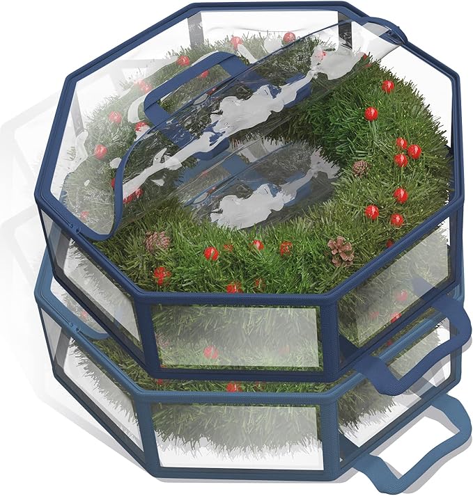 Amazon.com: Hearth & Harbor Wreath Storage Container - Clear Christmas ...