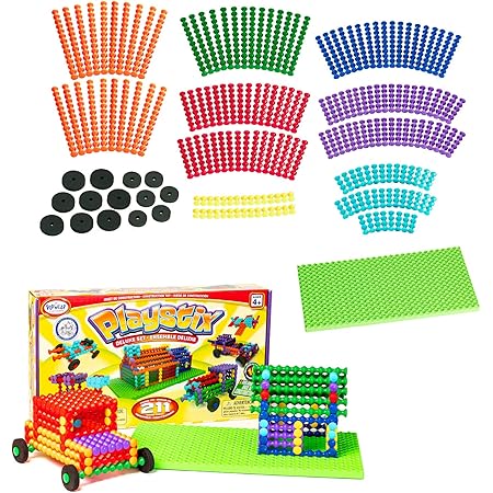 Amazon.com: Playstix Construction Toy Building Blocks Set 150 Piece ...