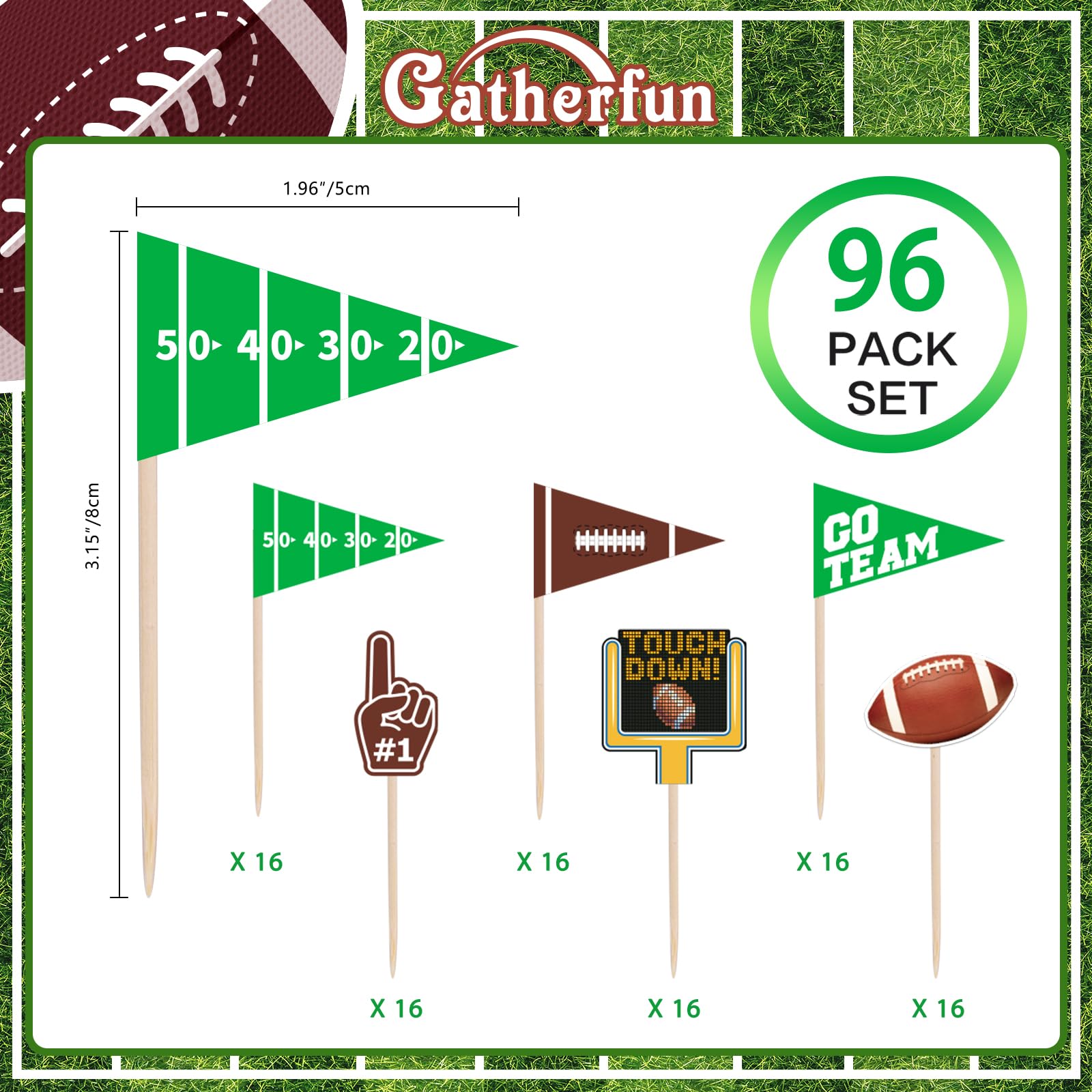 Snapklik.com : Gatherfun 96pcs Football Themed Toothpicks