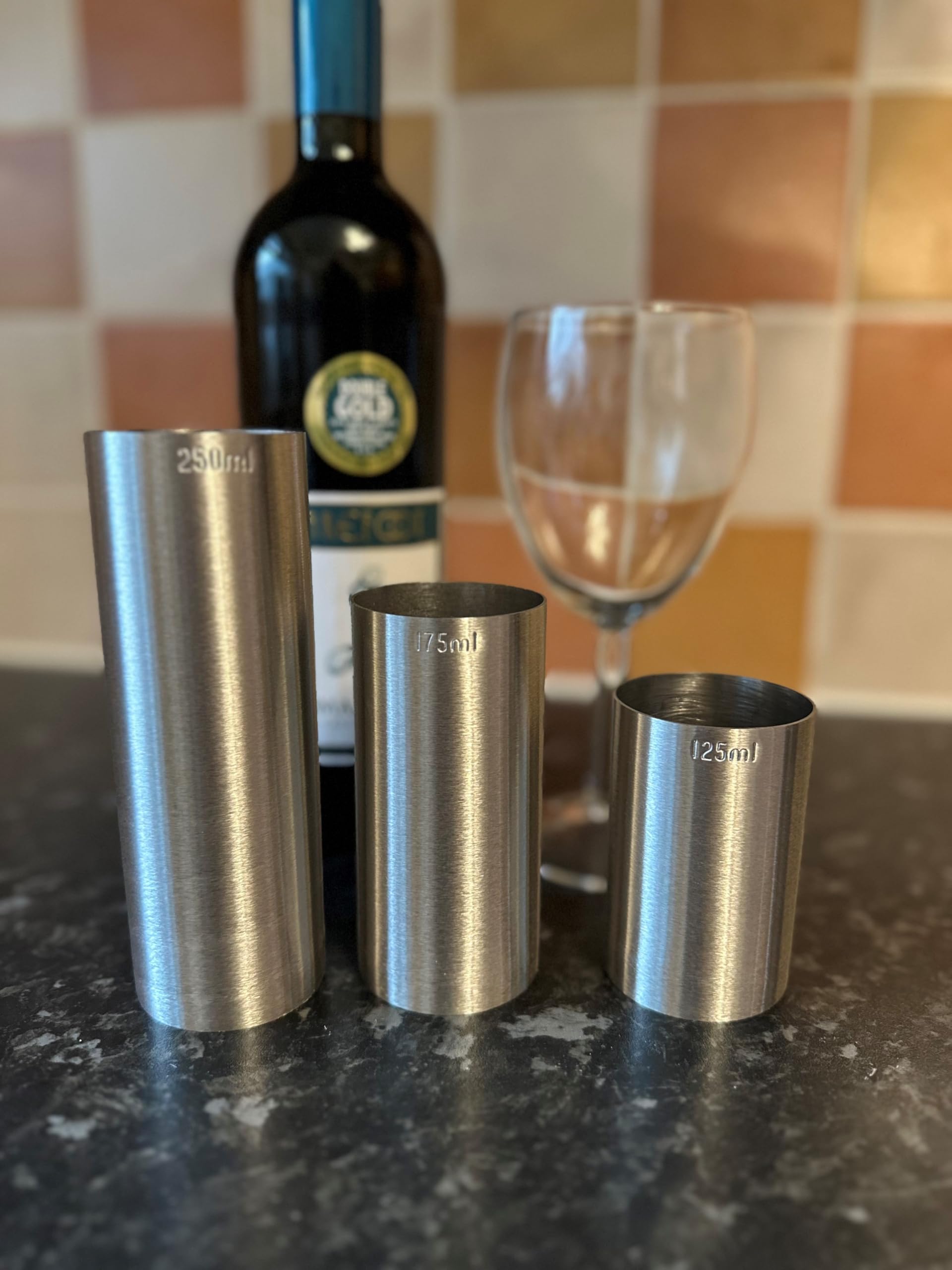 Home Bar Professional Stainless Steel Wine Measures Set of 3 125ml ...