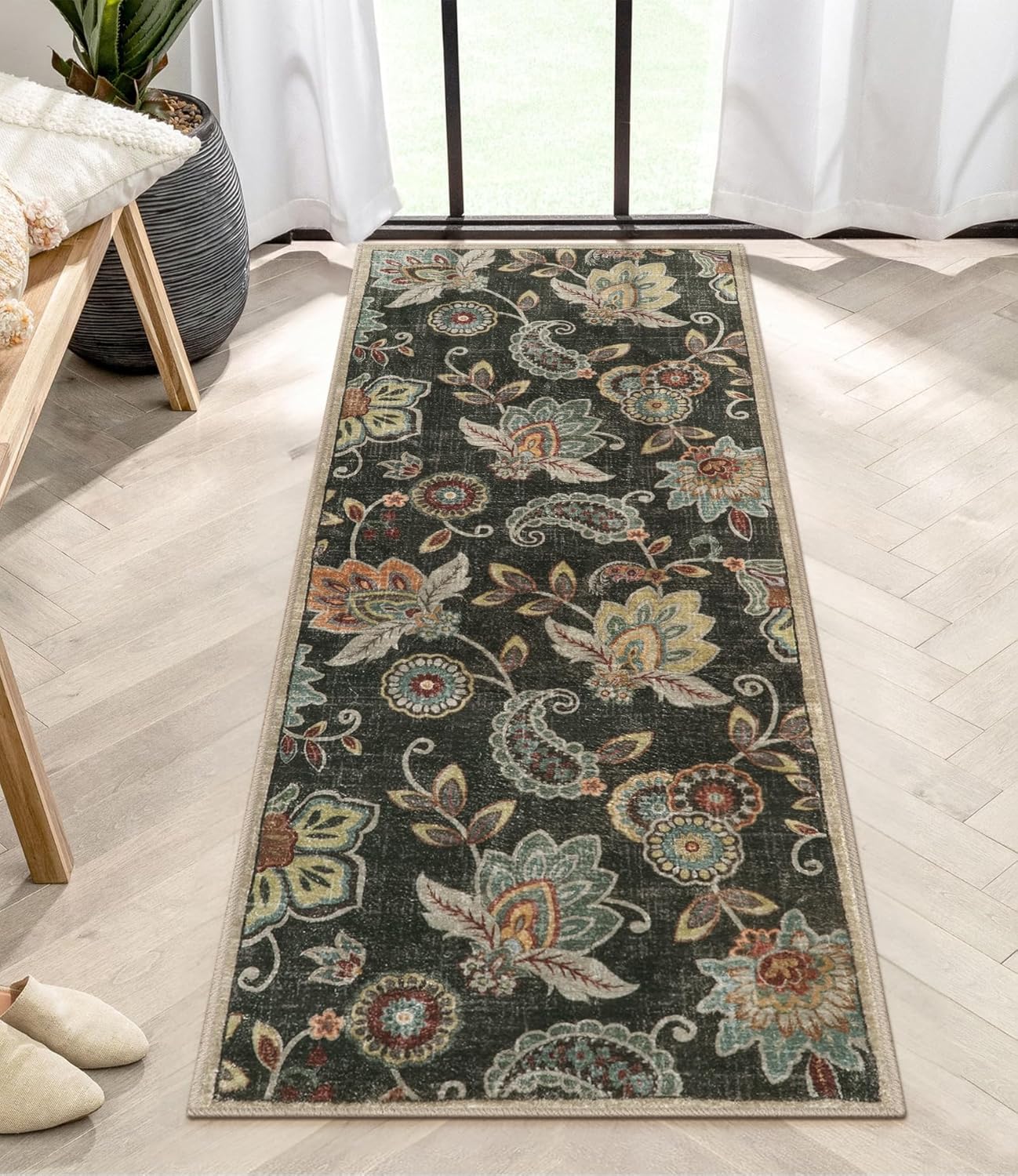 Amazon.com: Morebes Floral Bathroom Runner Rugs 24 x 60 Non Slip ...
