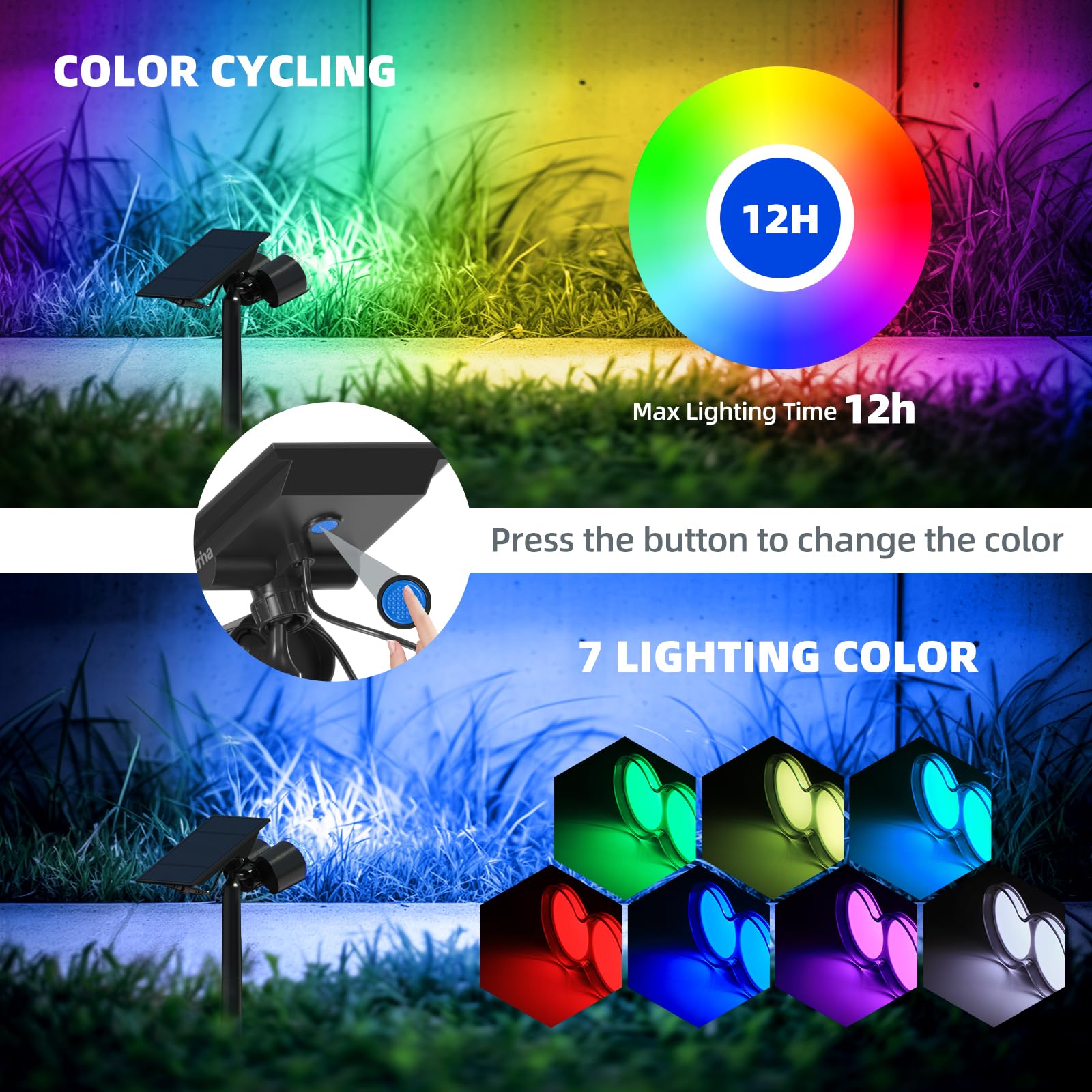 Snapklik.com : Outdoor Solar Spot Lights, 360 Horizontal Adjustable, 24 ...