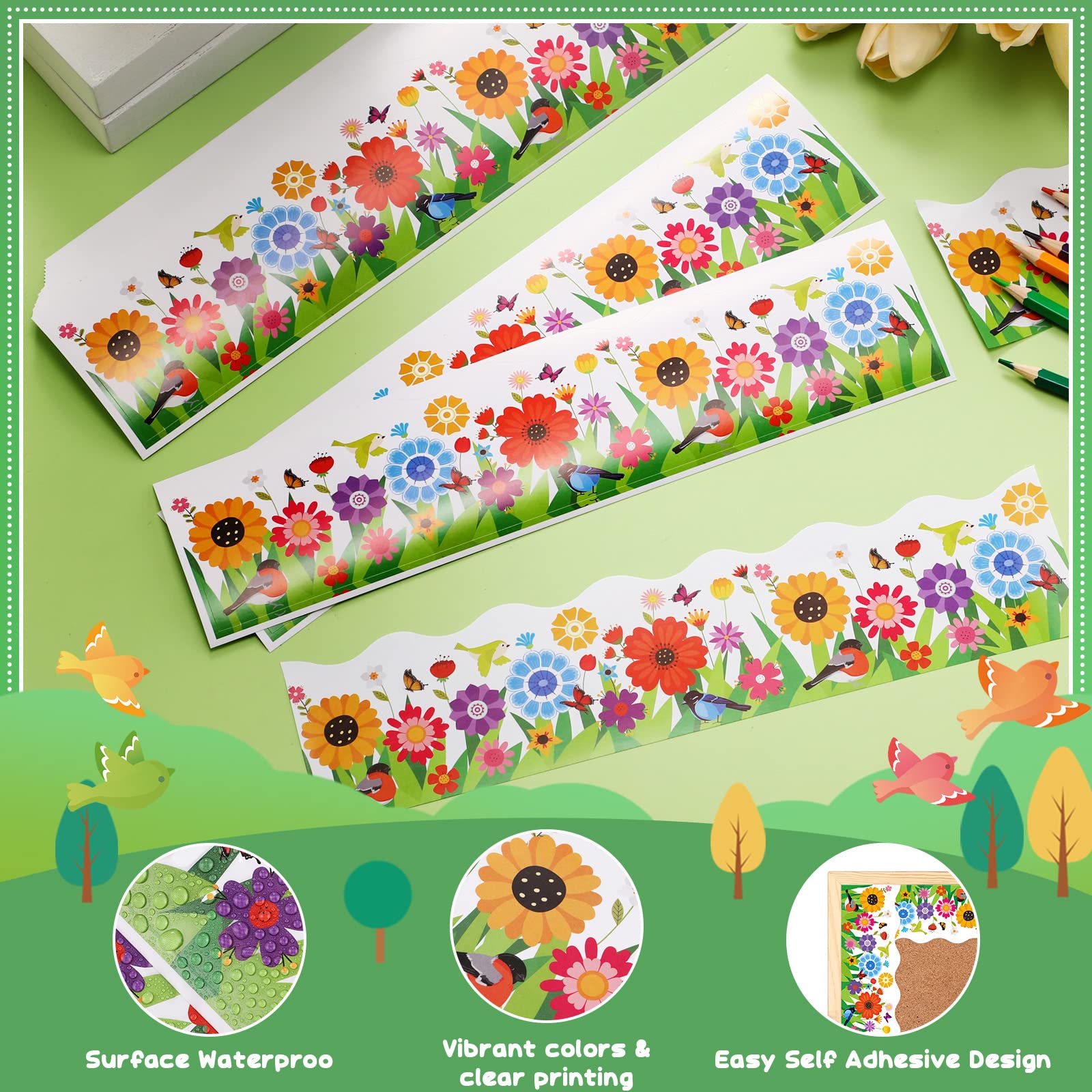 Summer Bulletin Board Border 66ft Boho Rainbow Bulletin Board Borders ...