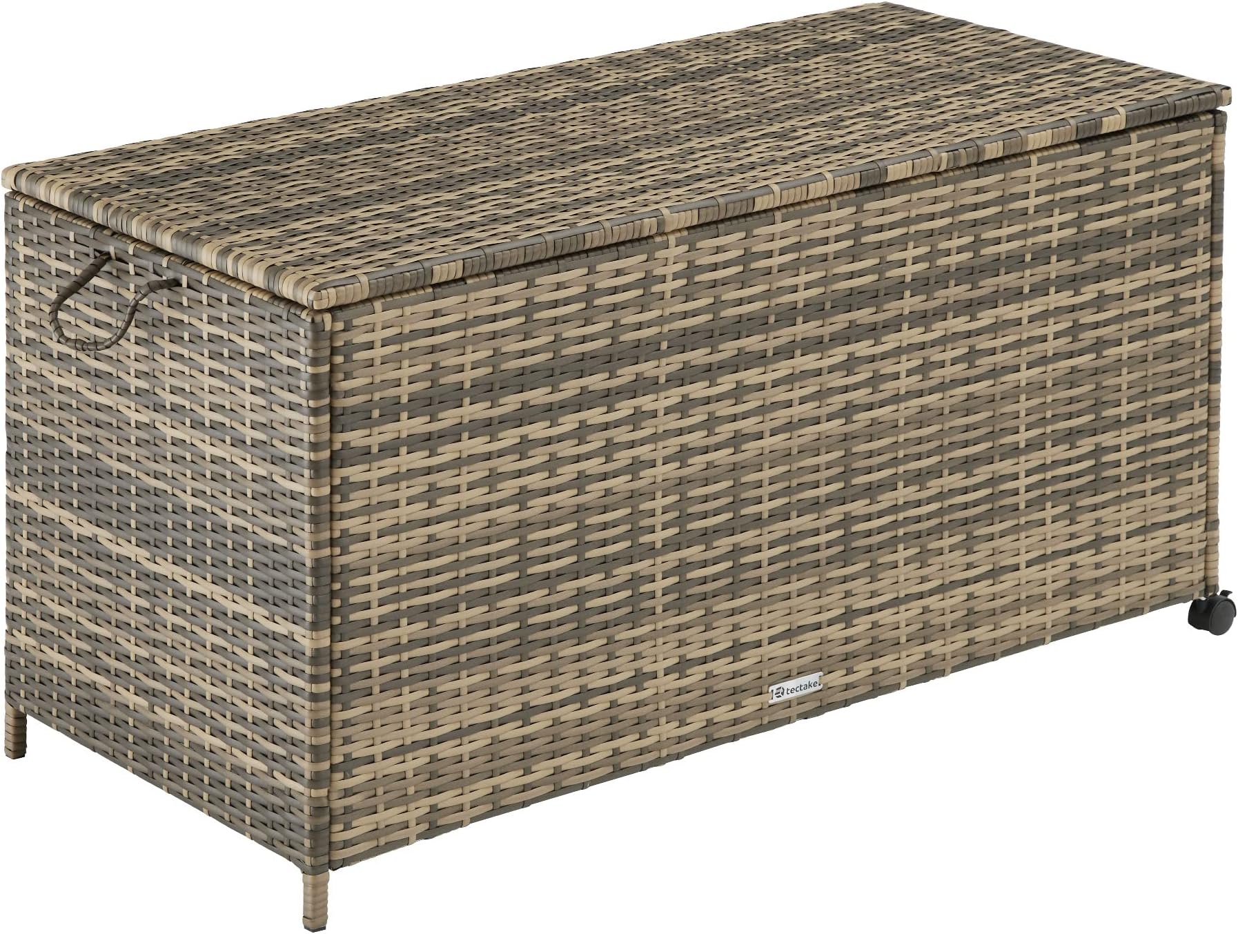tectake® Poly Rattan Gartenbox wetterfest, outdoor Box mit Deckel ...