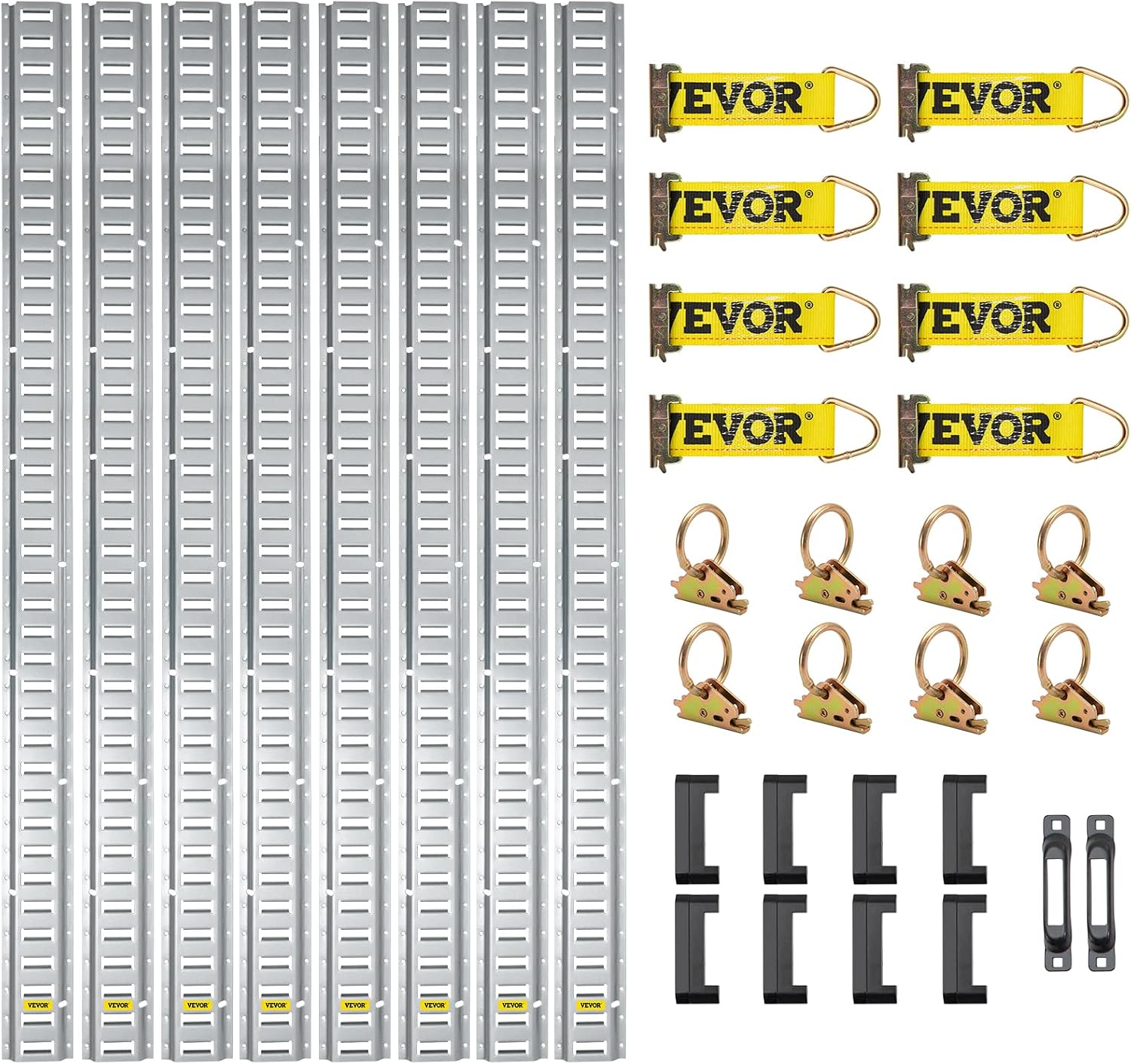 VEVOR E-Track Tie-Down Rail Kit, Complete 5' E Tracks Set 34Pcs ...