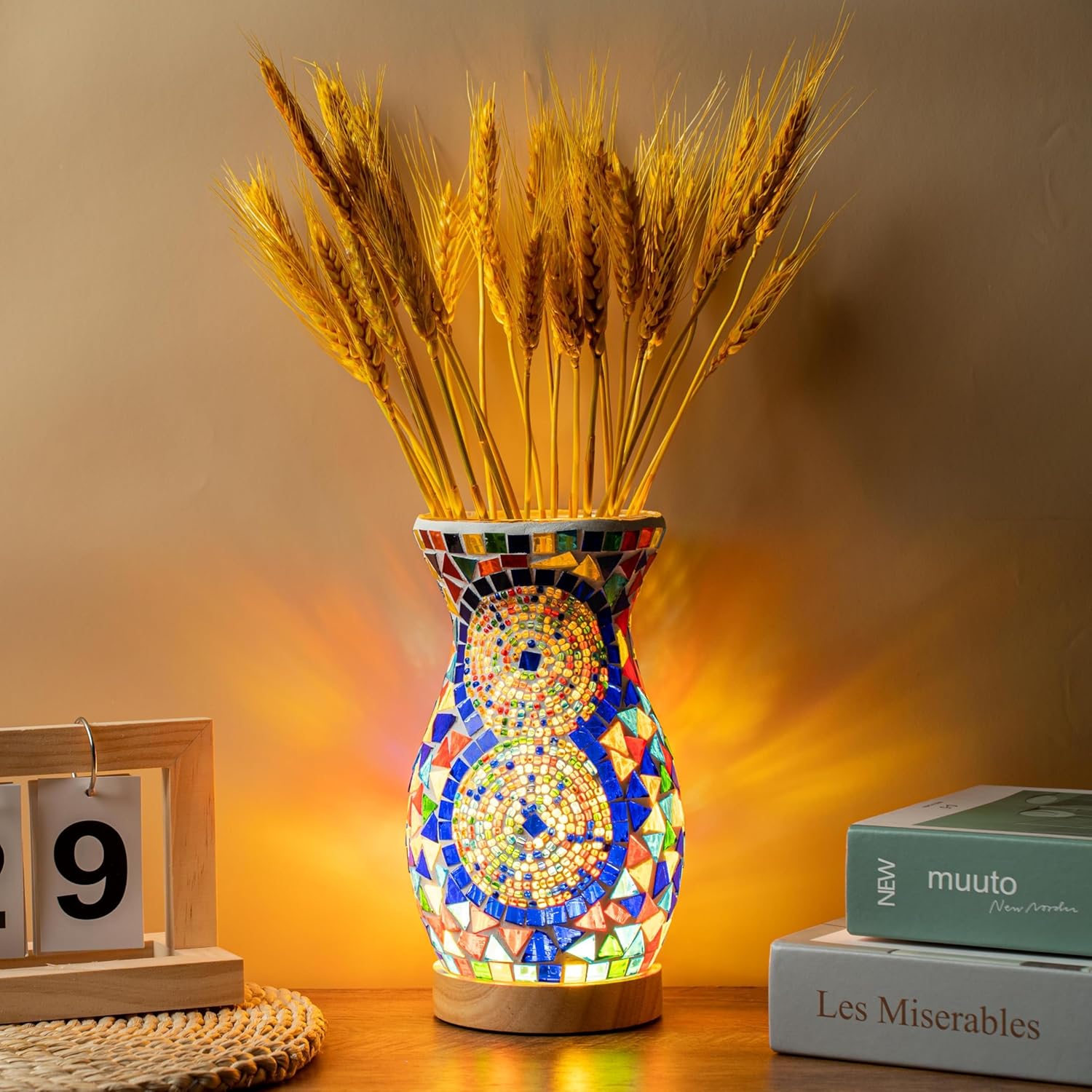 JAITAIK Mosaic Vase Lamp, Turkish Moroccan Table Lamp, Colorful ...