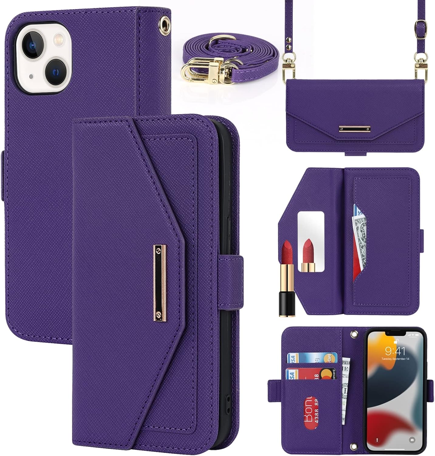 Amazon.com: Jaorty Crossbody Wallet for iPhone 13 Mini Case with ...